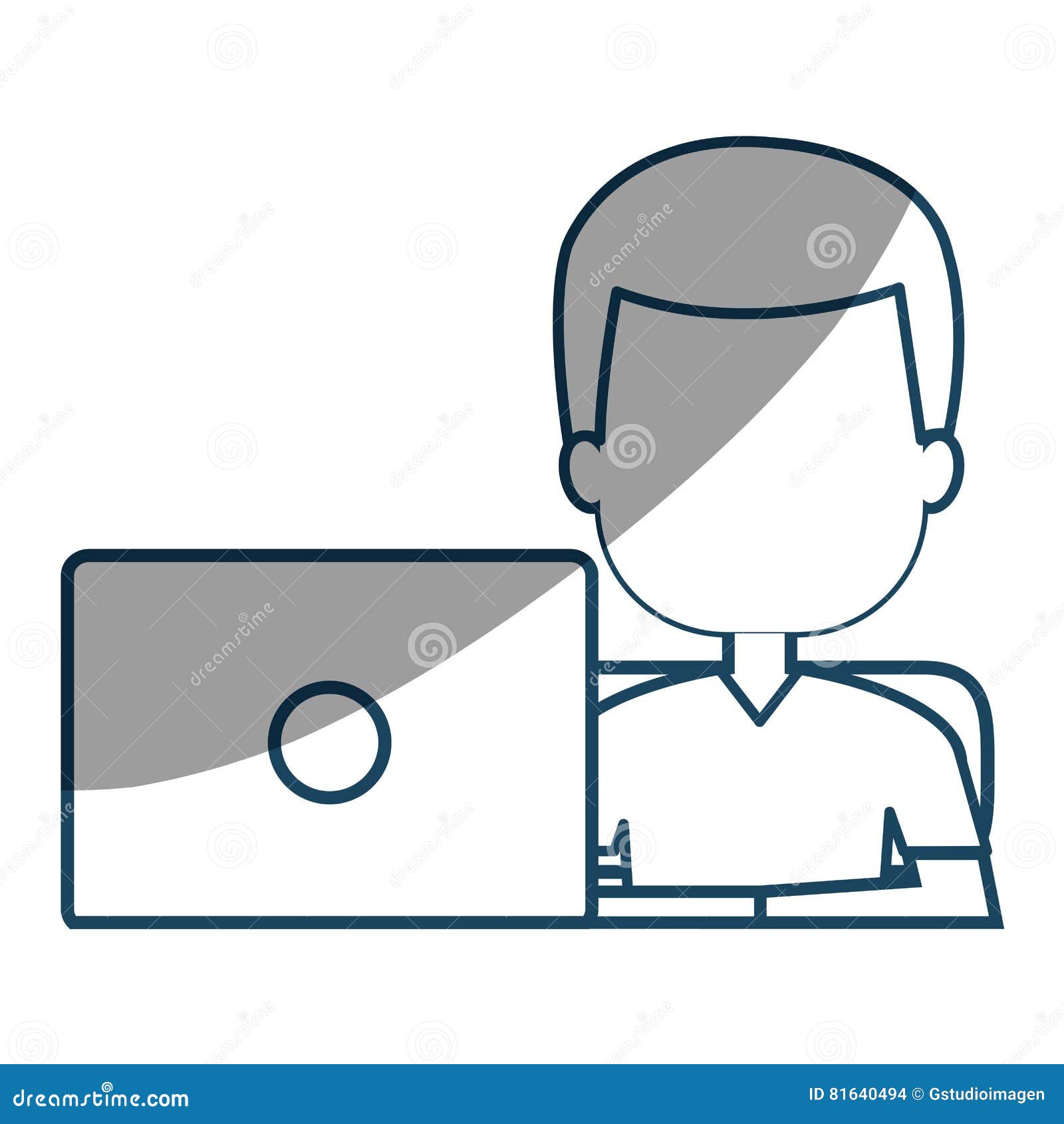 Man avatar using laptop stock vector. Illustration of person - 81640494