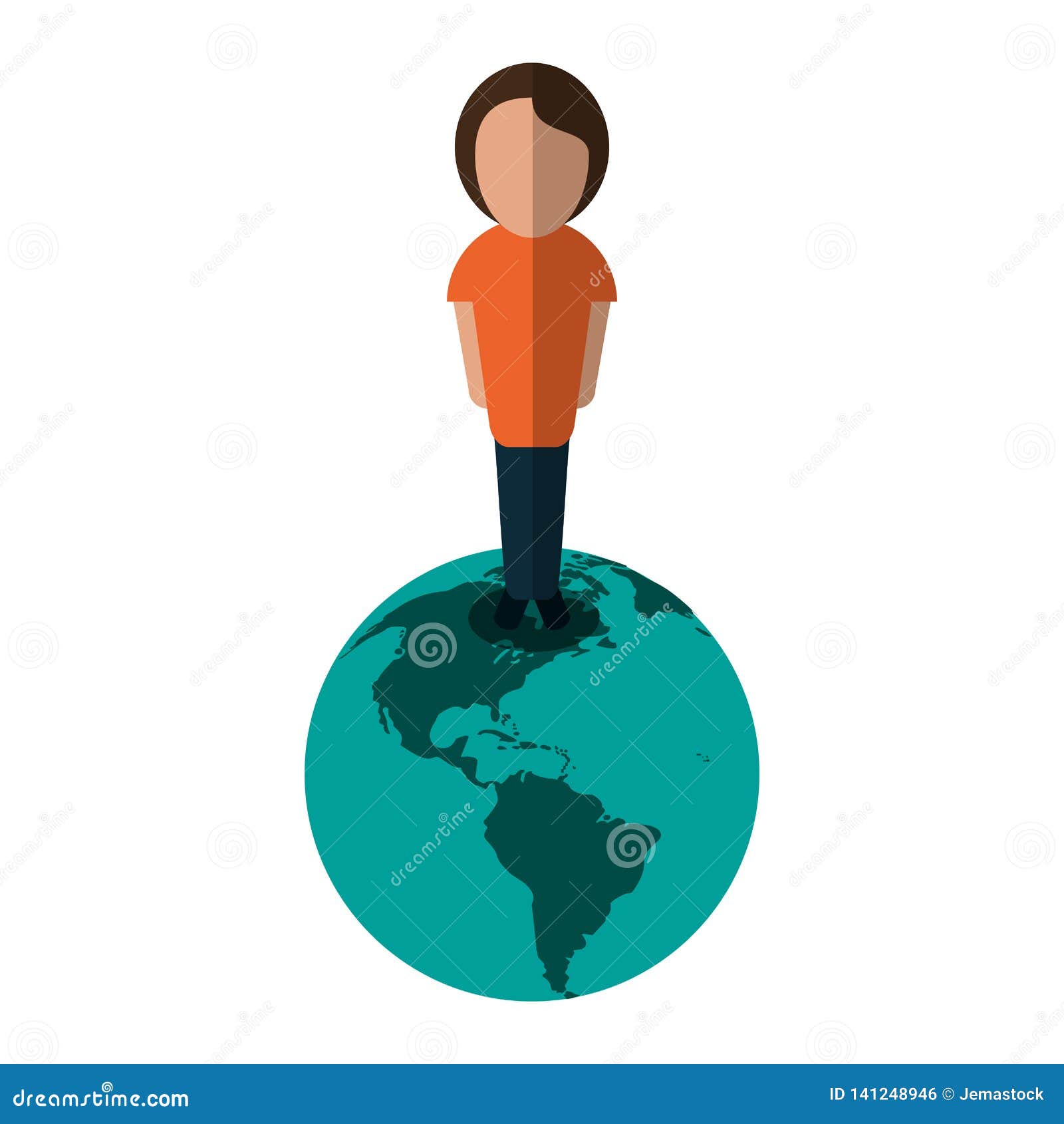 Man avatar on world symbol stock vector. Illustration of silhouette ...