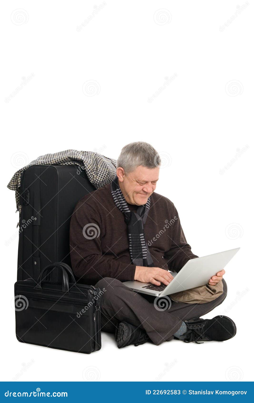 Man Awaiting Plane for the Laptop. Stock Image - Image of await ...