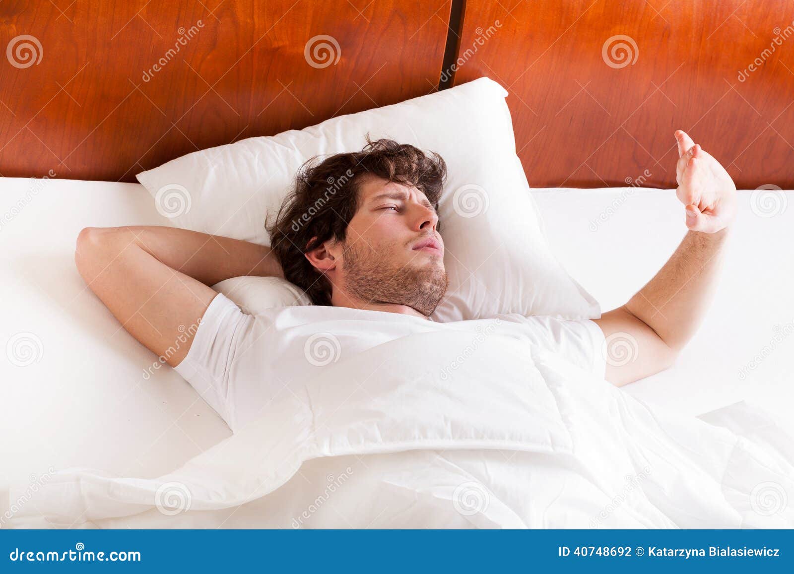 Man Awakened by the Sunlight Stock Photo - Image of angry, caucasian ...