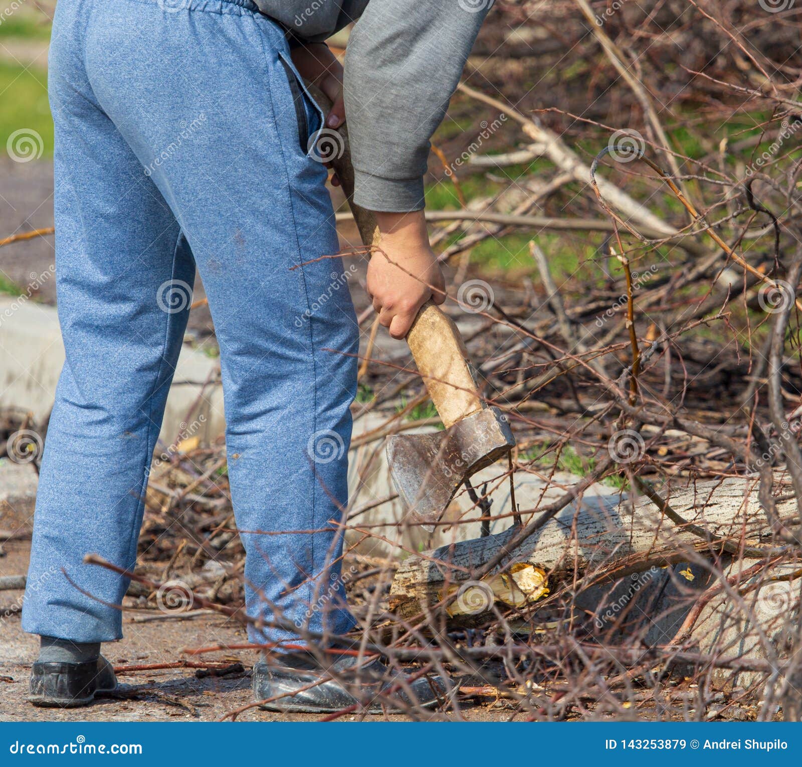 A Man with an Ax in His Hand Stock Image - Image of equipment, worker ...