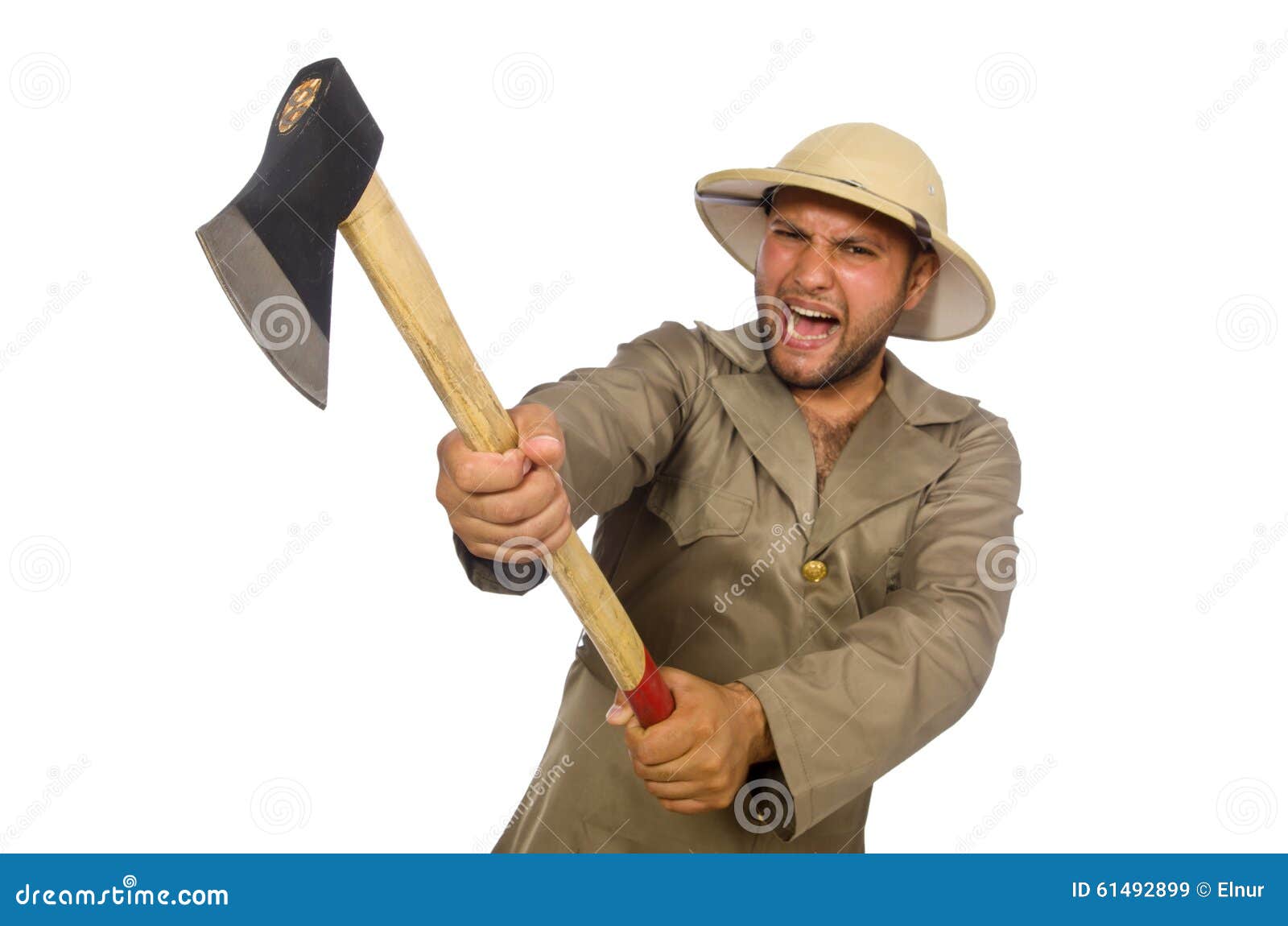 The Man with Axe Isolated on White Stock Image - Image of african ...