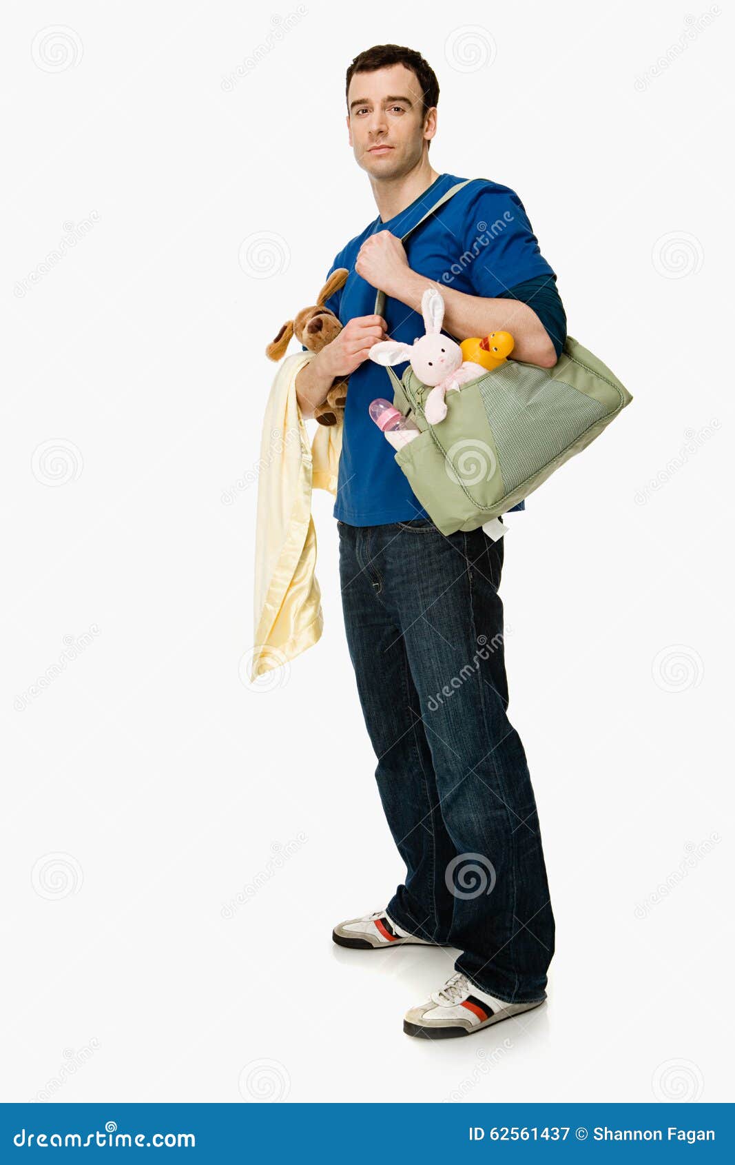 Man with baby supplies stock image. Image of baby, bottle - 62561437