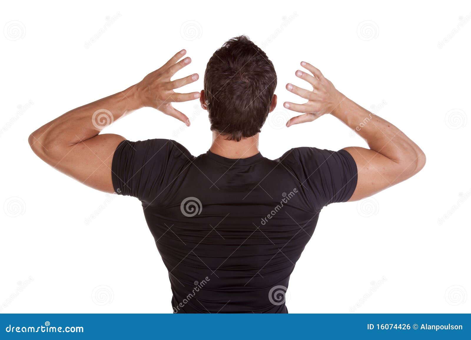 Man from back hands up stock photo. Image of arms, healthy - 16074426