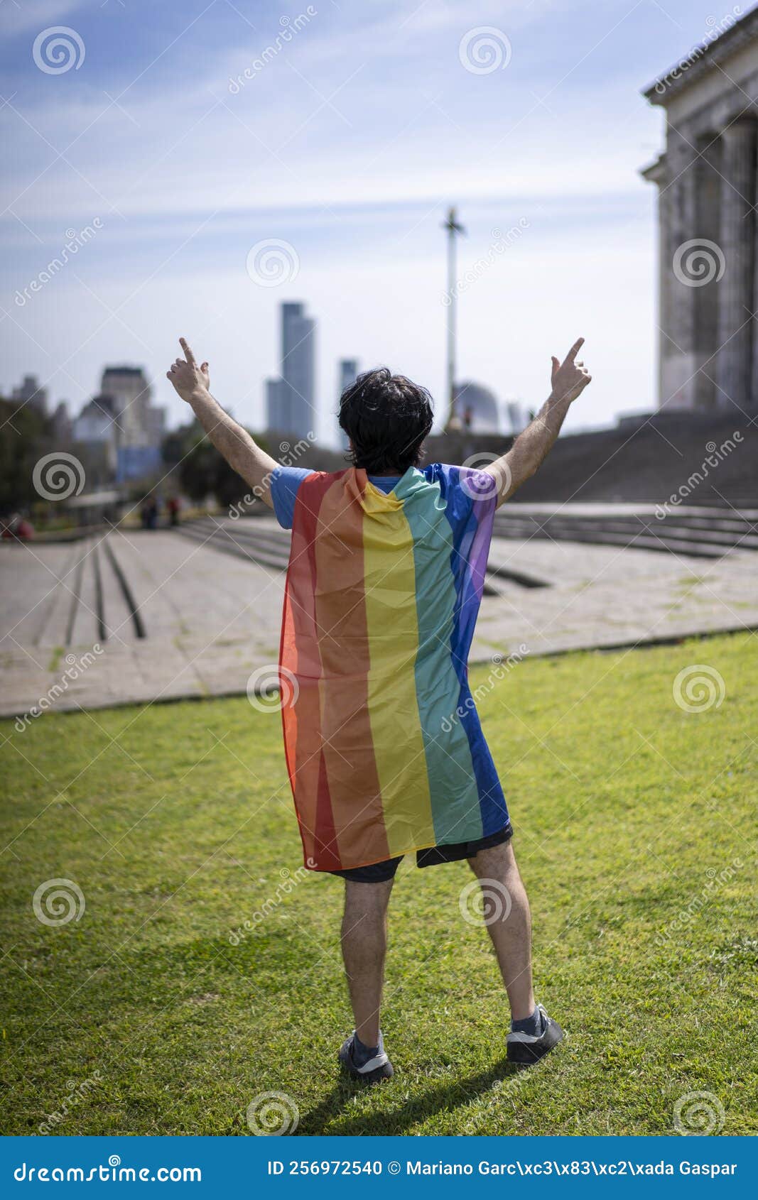 LGBT Sign, Man from the Back Holding Lgbt Flag Stock Photo - Image of ...