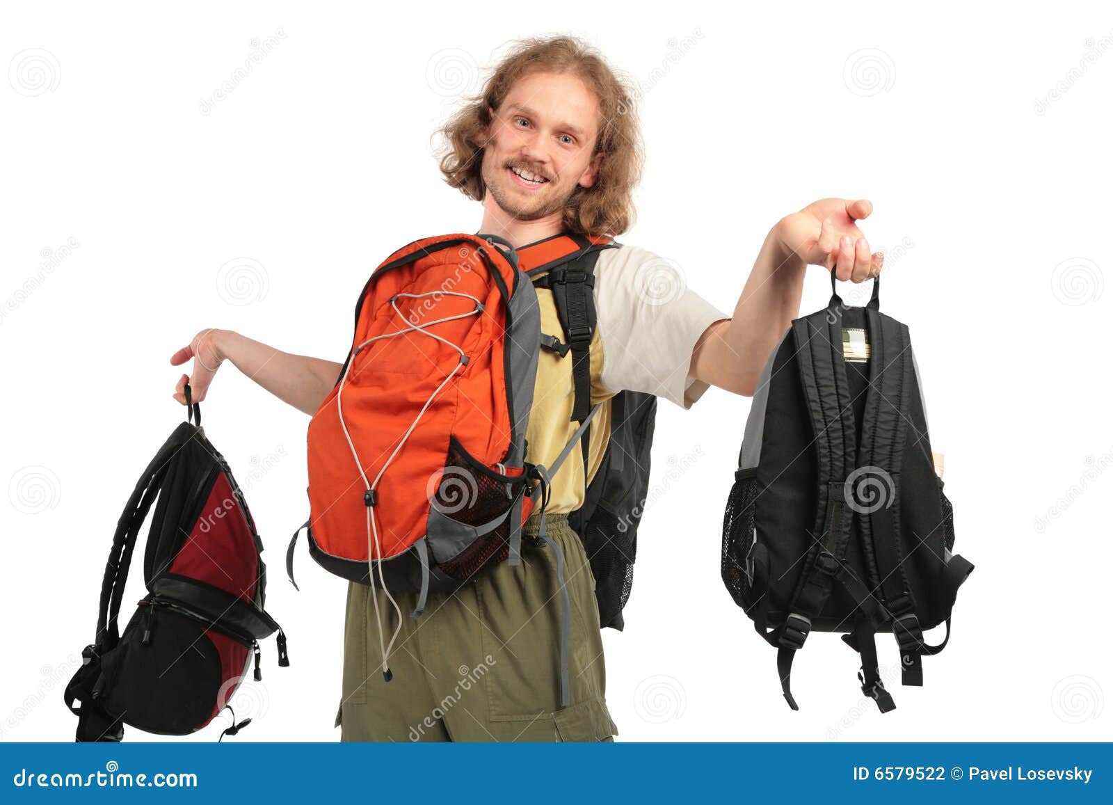 Man with back packs stock photo. Image of caucasian, haired - 6579522