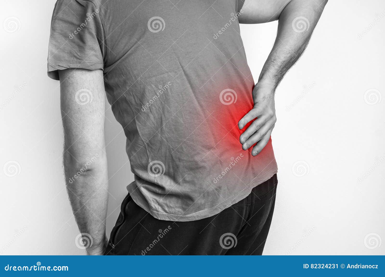 Man with Back Pain - Black and White Photo Stock Image - Image of ...