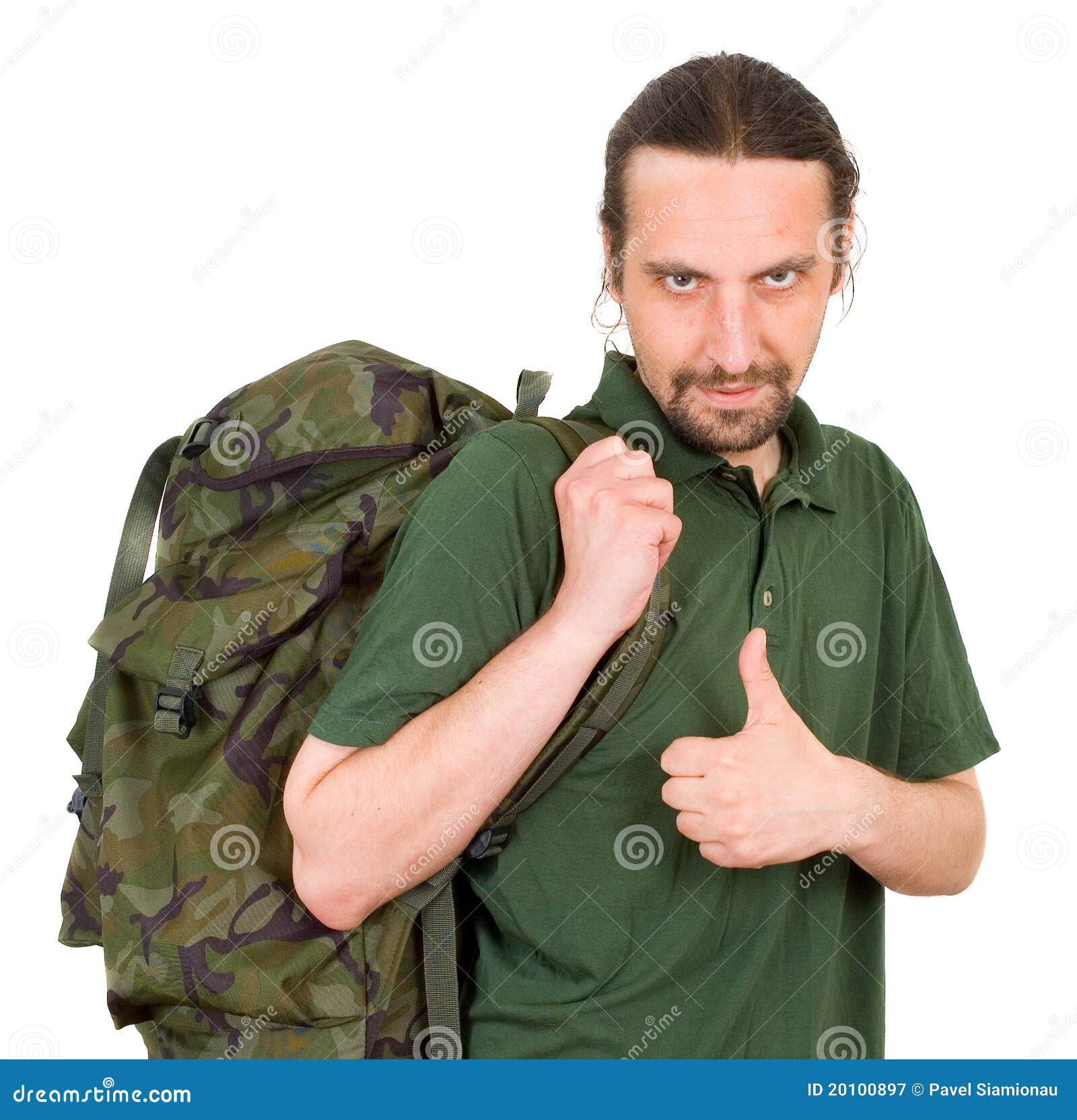 Man with backpack stock image. Image of backpack, camouflage - 20100897