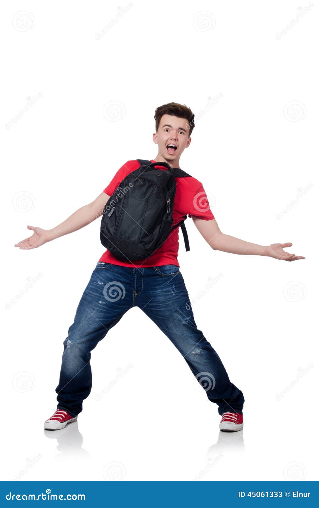Man with backpack isolated stock image. Image of male - 45061333