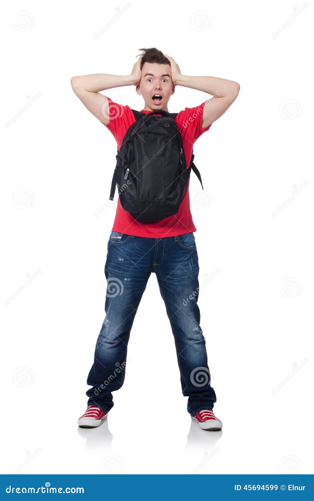 Man with backpack isolated stock image. Image of hiker - 45694599