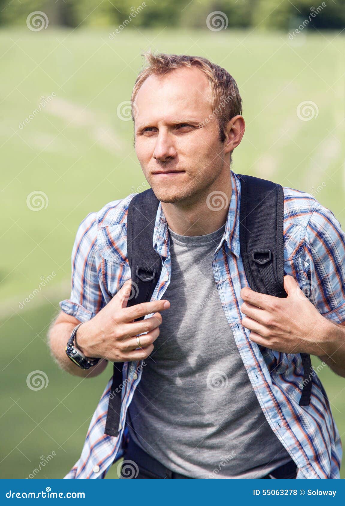 Man with backpack portrait stock photo. Image of boyfriend - 55063278