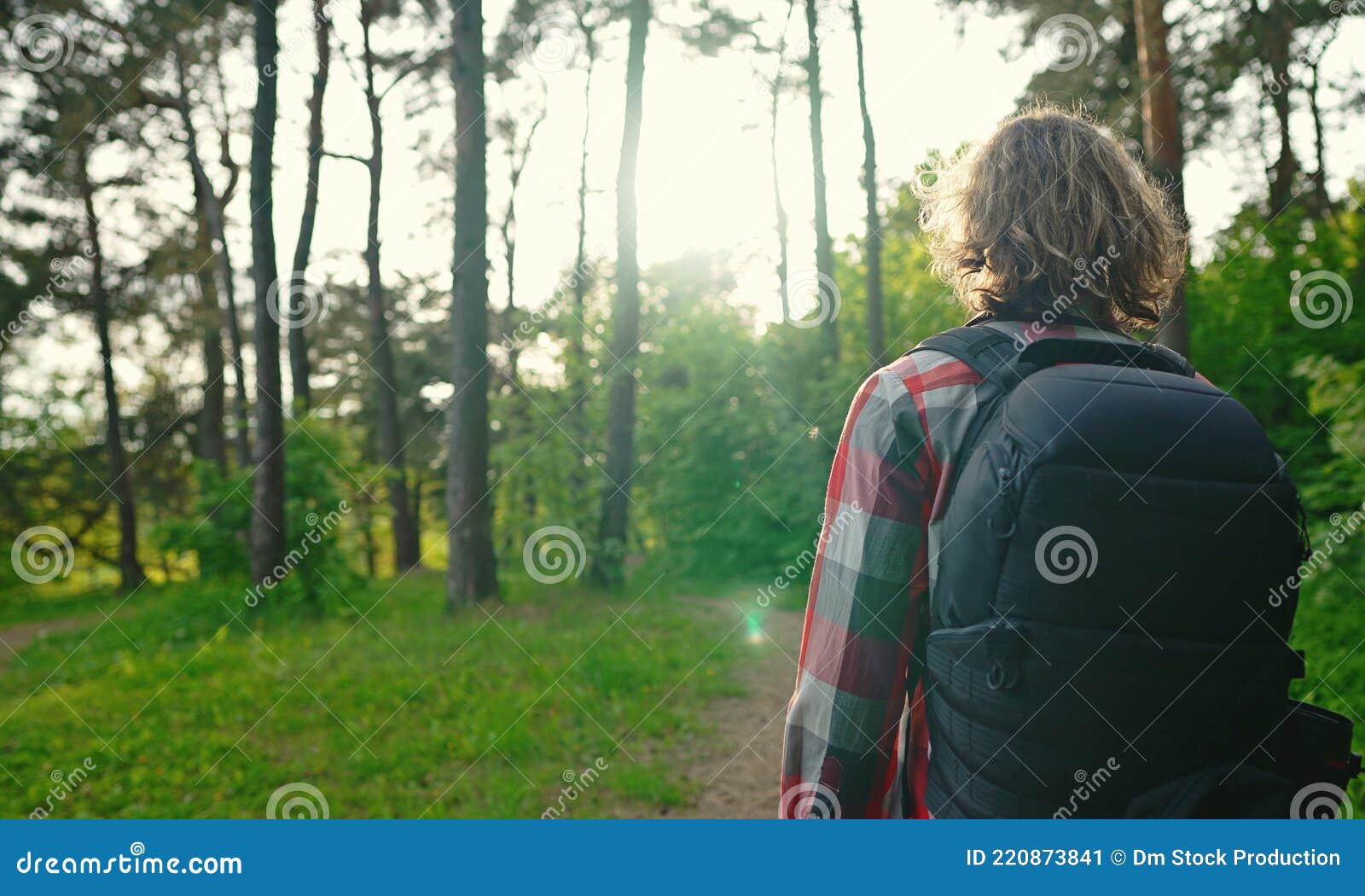 Man with Backpack in Woods. Stock Image - Image of hippy, lifestyle ...