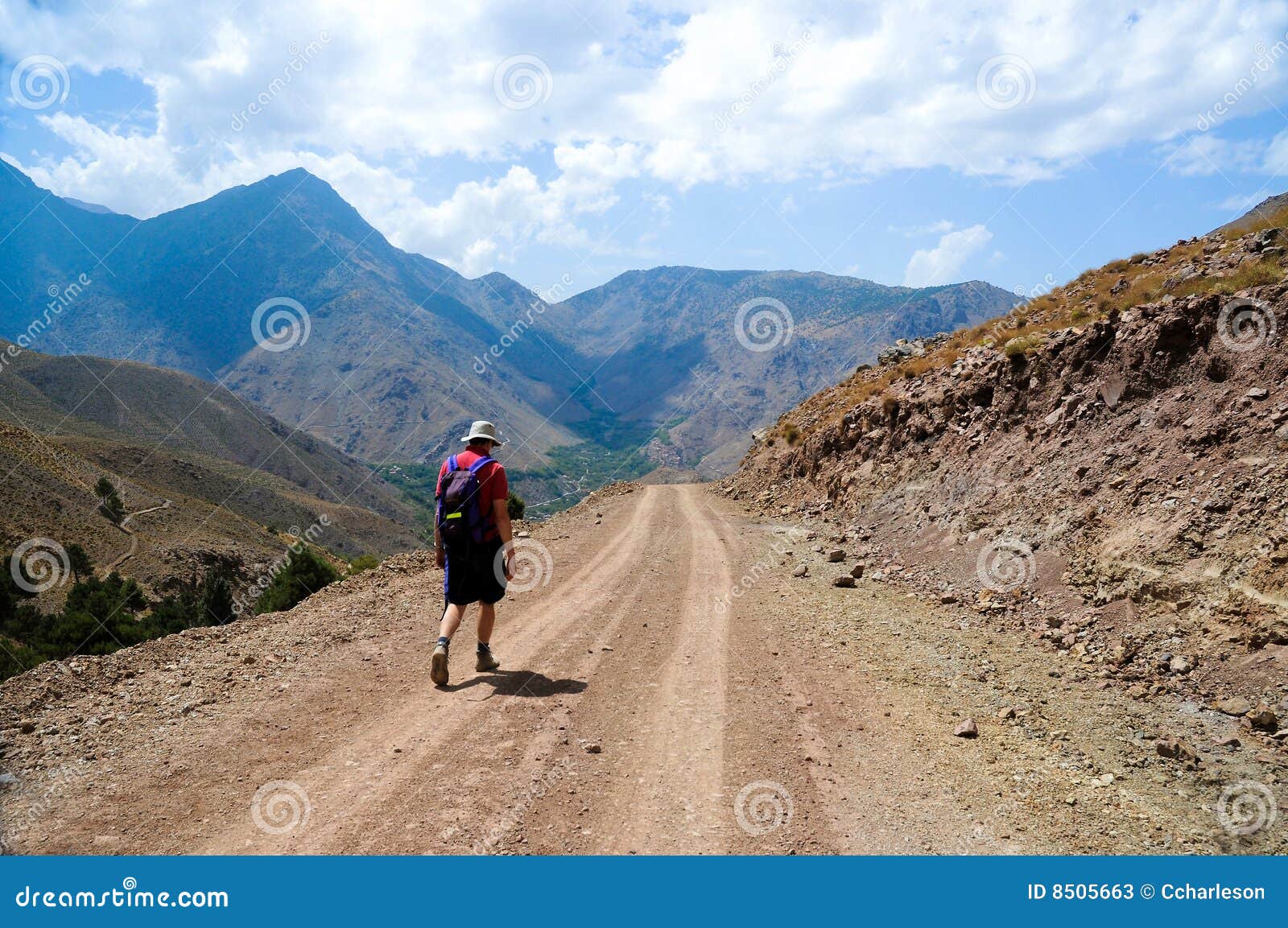 Man Backpacking in Atlas Mountains, Morocco Stock Image - Image of ...