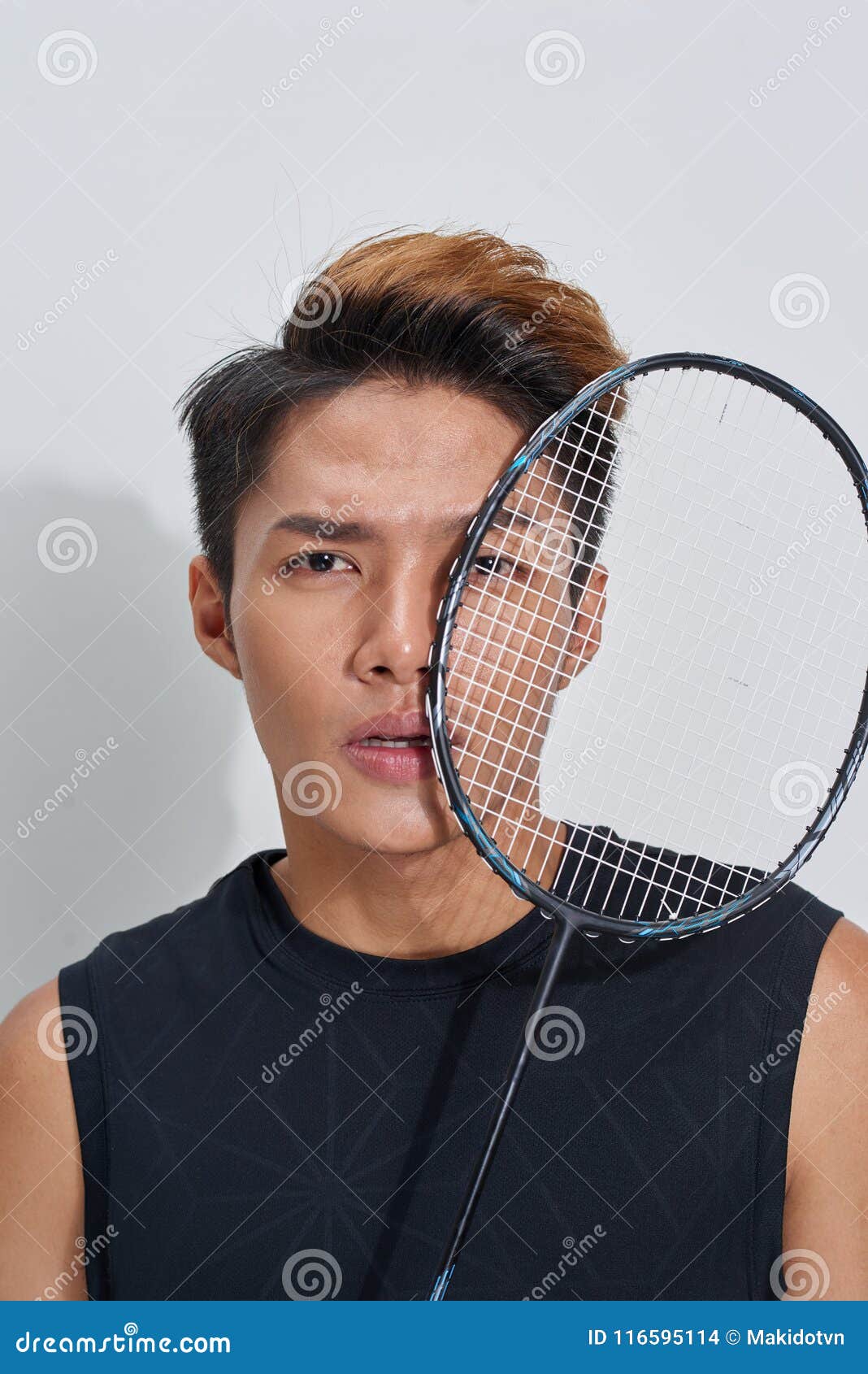 Man with Badminton Racket, Portrait Stock Photo - Image of ethnicity ...