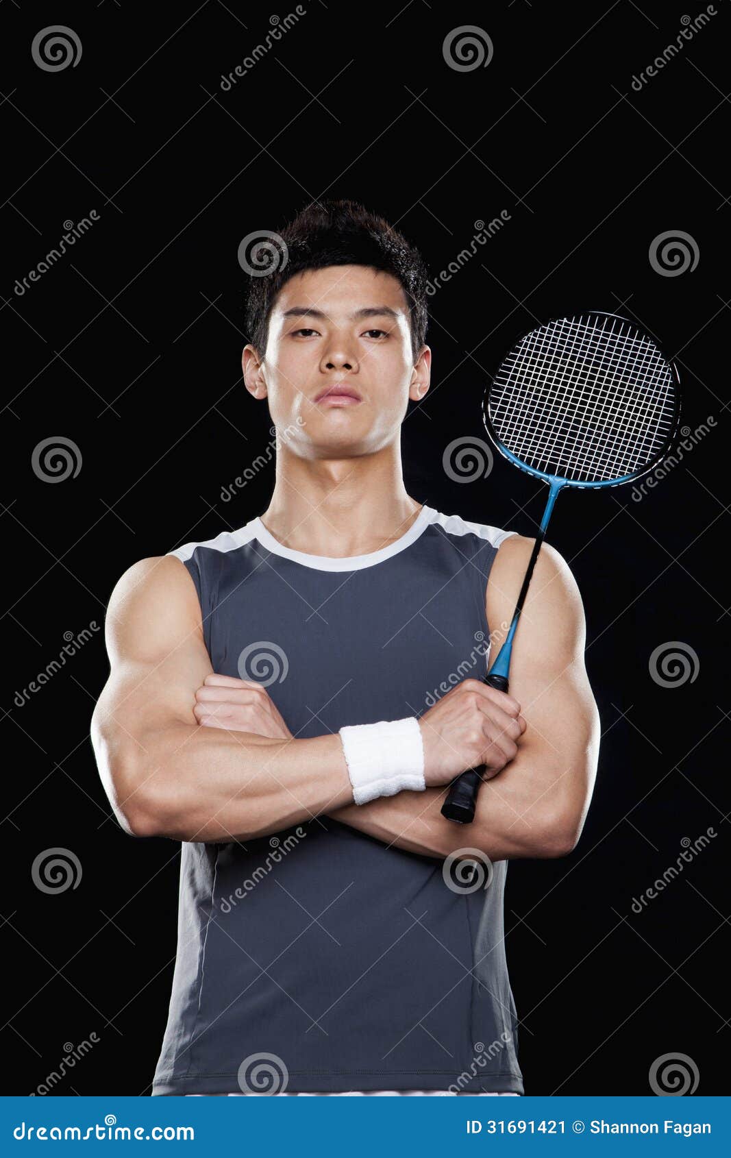 Man with Badminton Racket, Portrait Stock Image - Image of passion ...