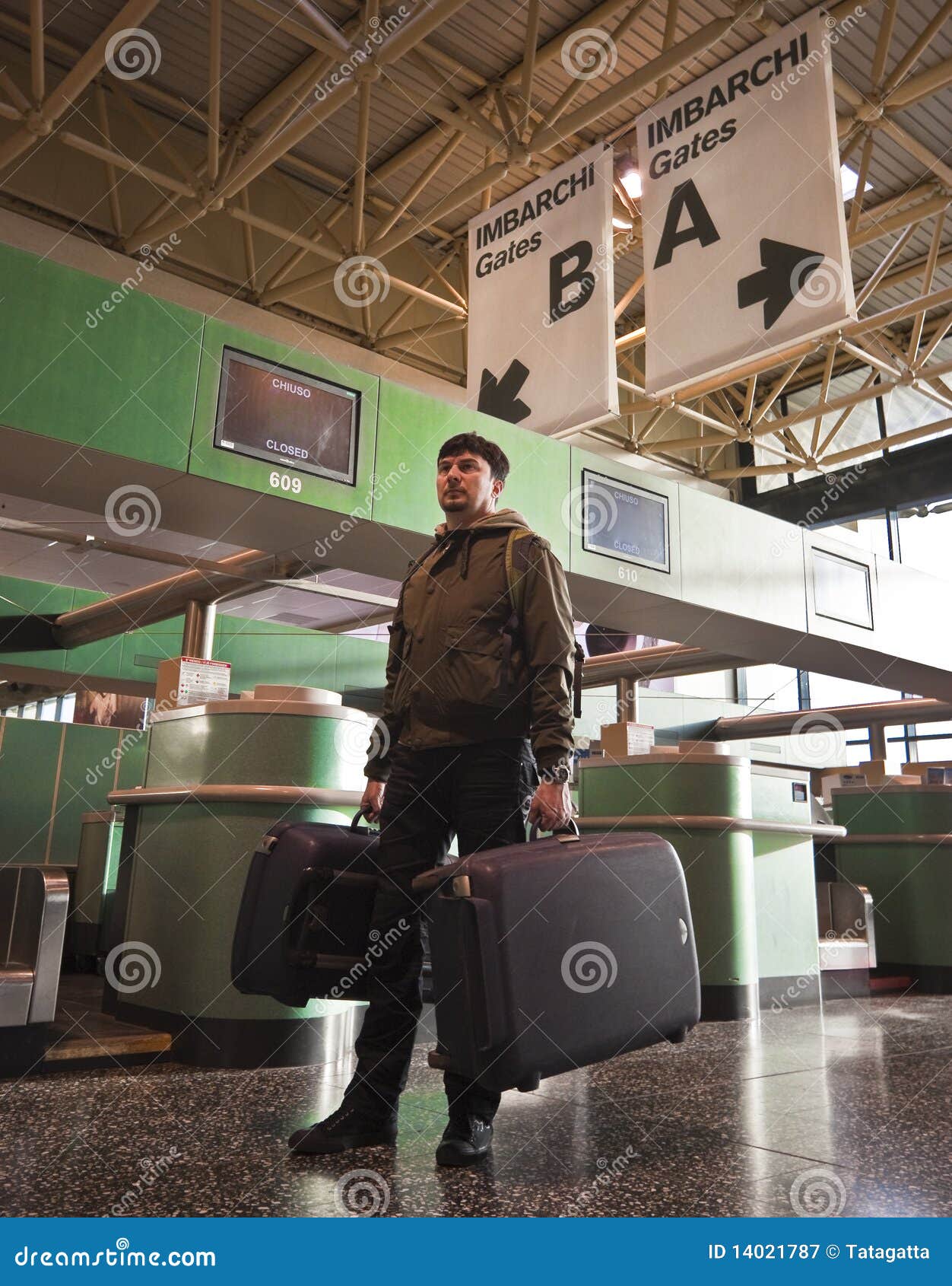Man with Baggage at the Airport Stock Image - Image of adult, vacation ...