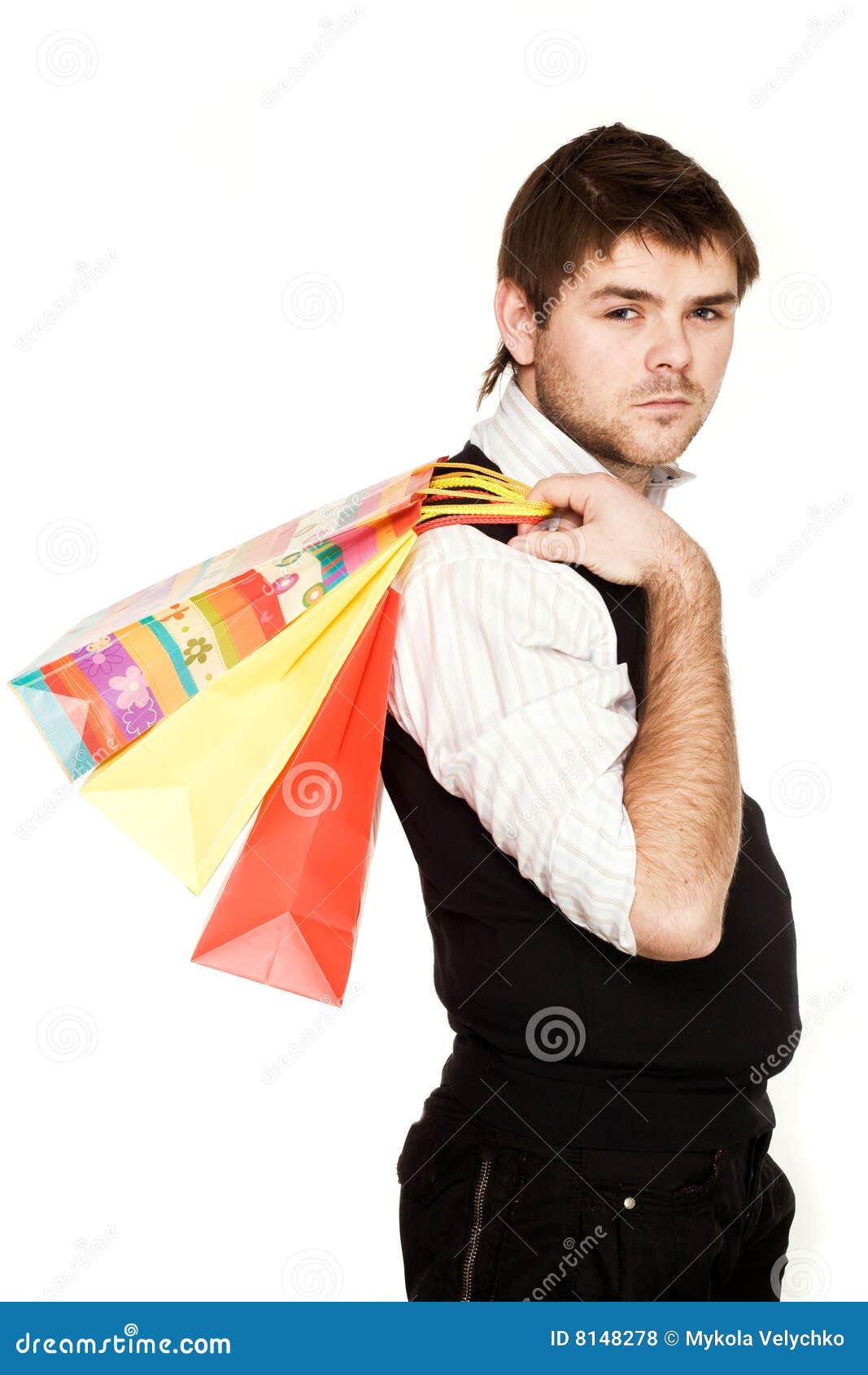Man with bags stock photo. Image of commercial, store - 8148278