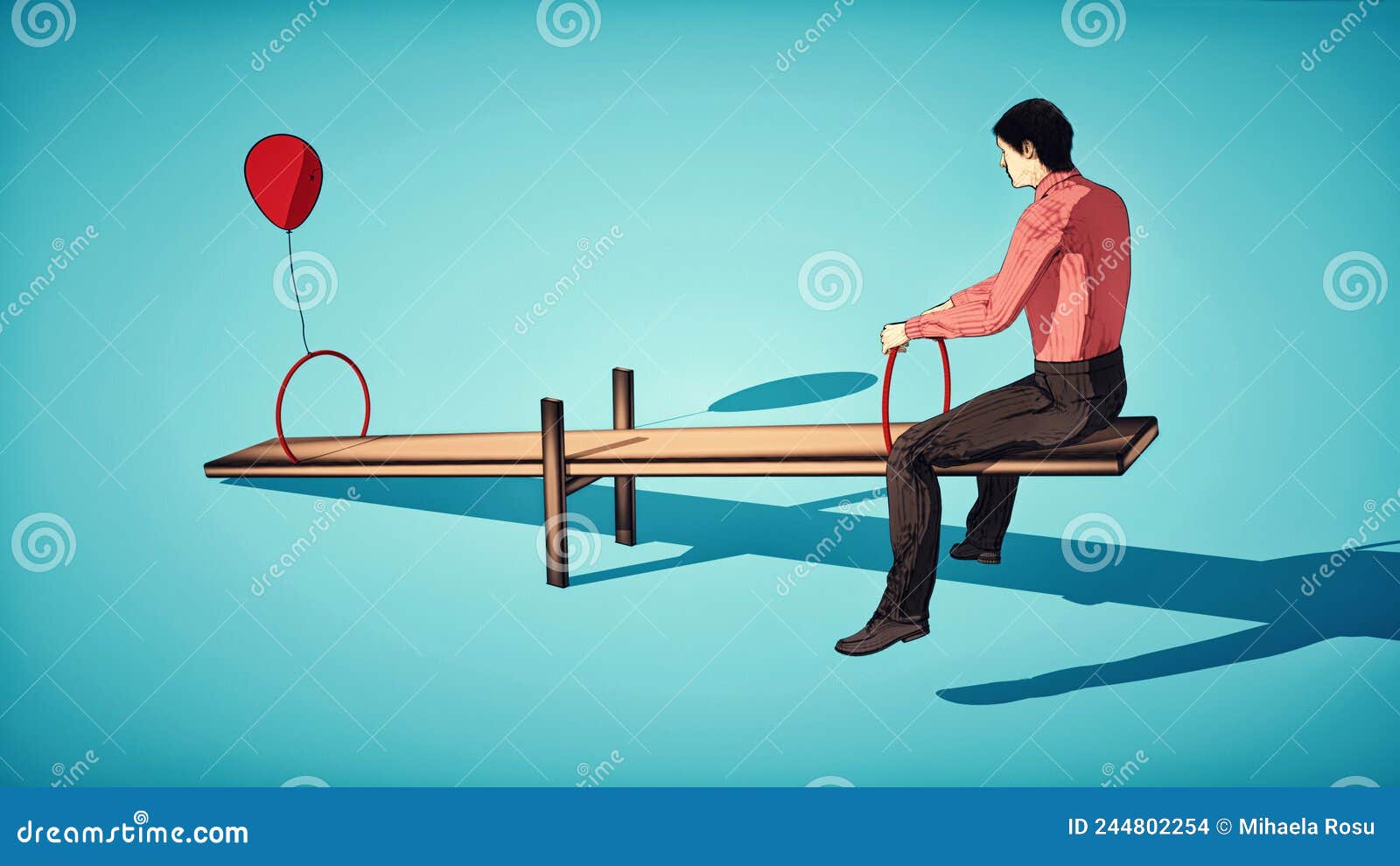 Man in Balance with a Balloon Stock Illustration - Illustration of ...