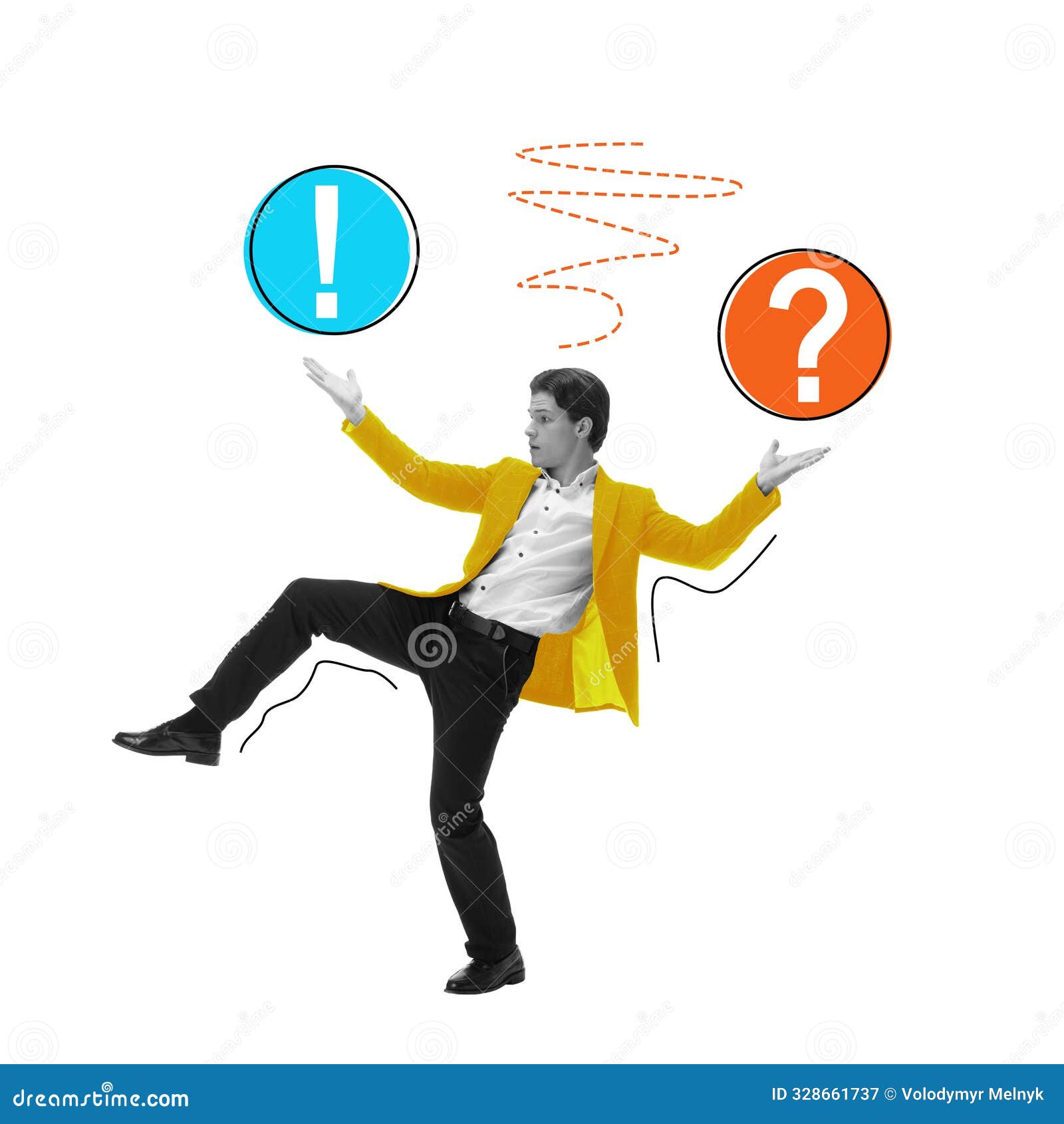 Man Balancing with Exclamation and Question Mark. Challenges and ...