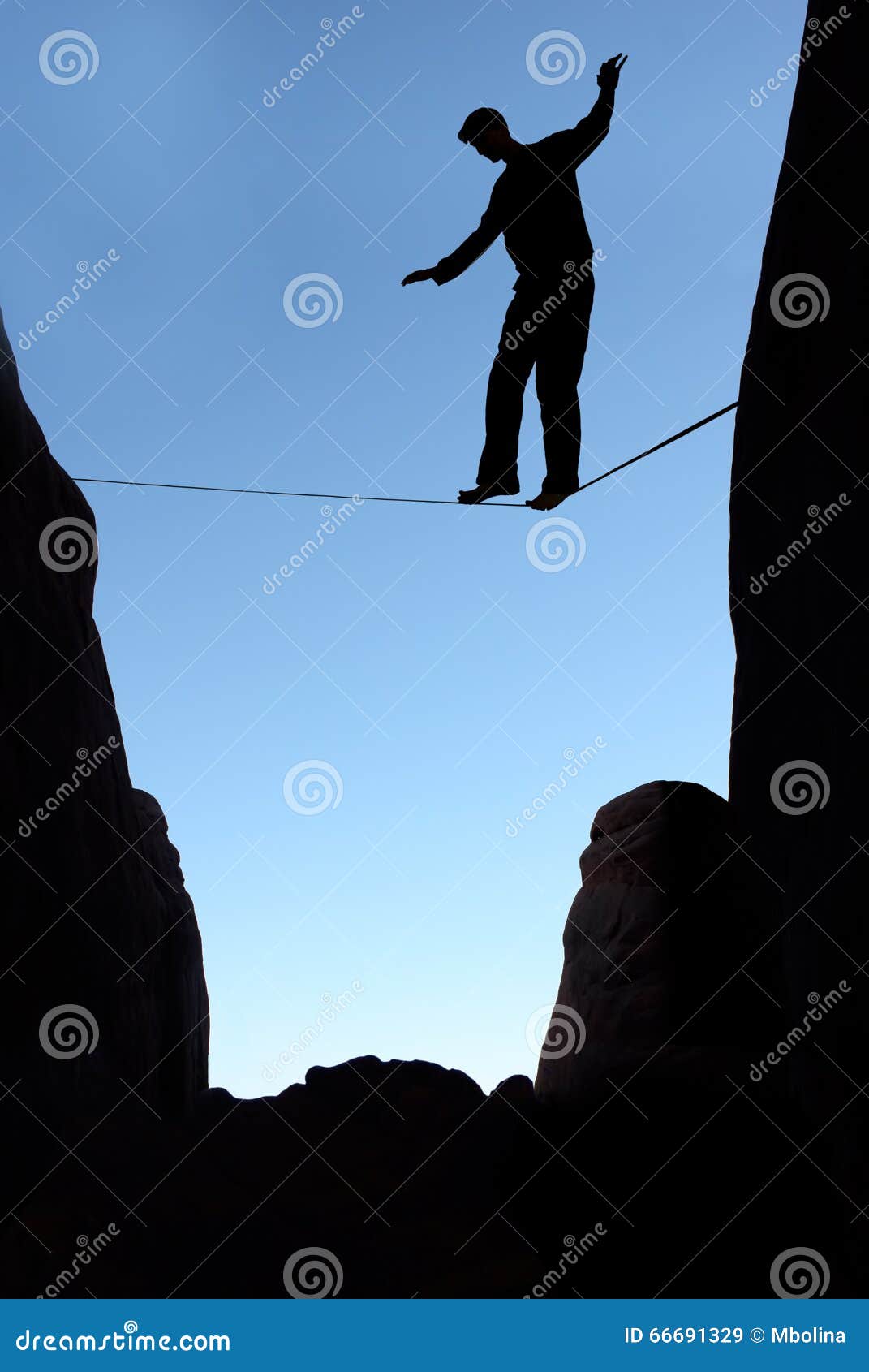 Man Balancing on the Rope Concept of Risk Taking and Challenge Stock ...