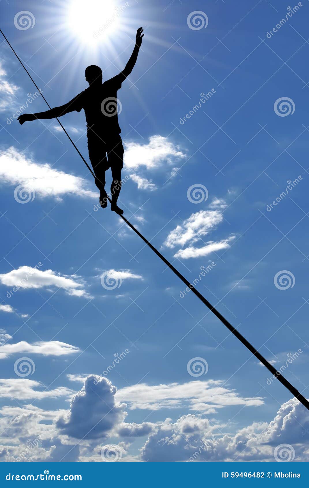 Man Balancing on the Rope Concept of Risk Taking Stock Photo - Image of ...