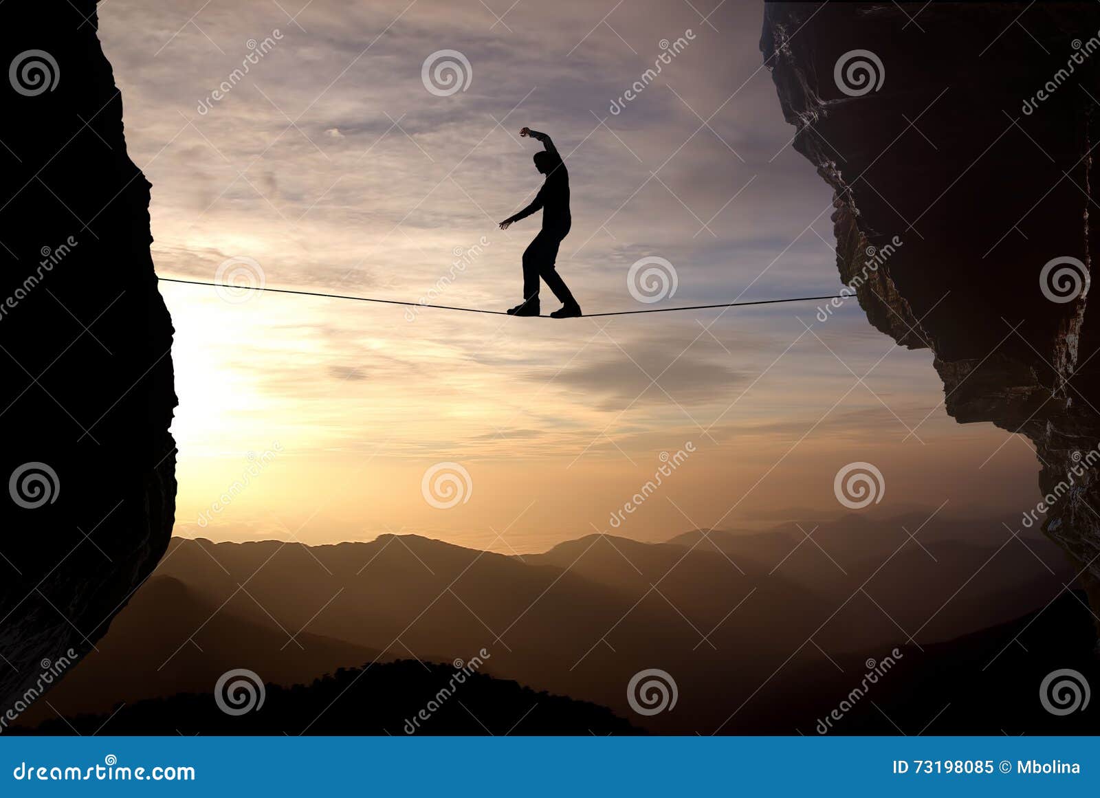 Man Balancing on the Rope Concept of Risk Taking Stock Image - Image of ...