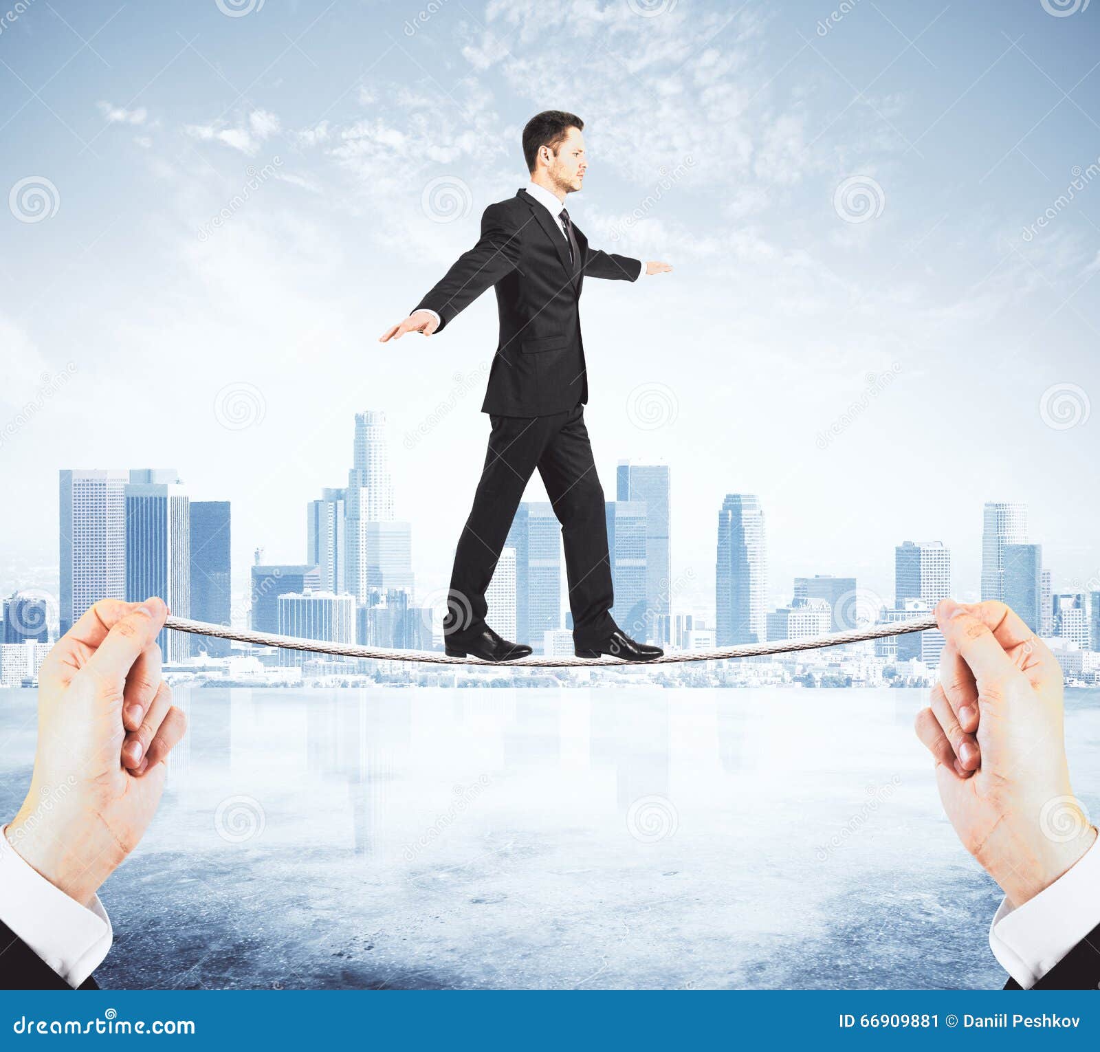 Man Balancing on a Tightrope Concept Stock Image - Image of isolated ...
