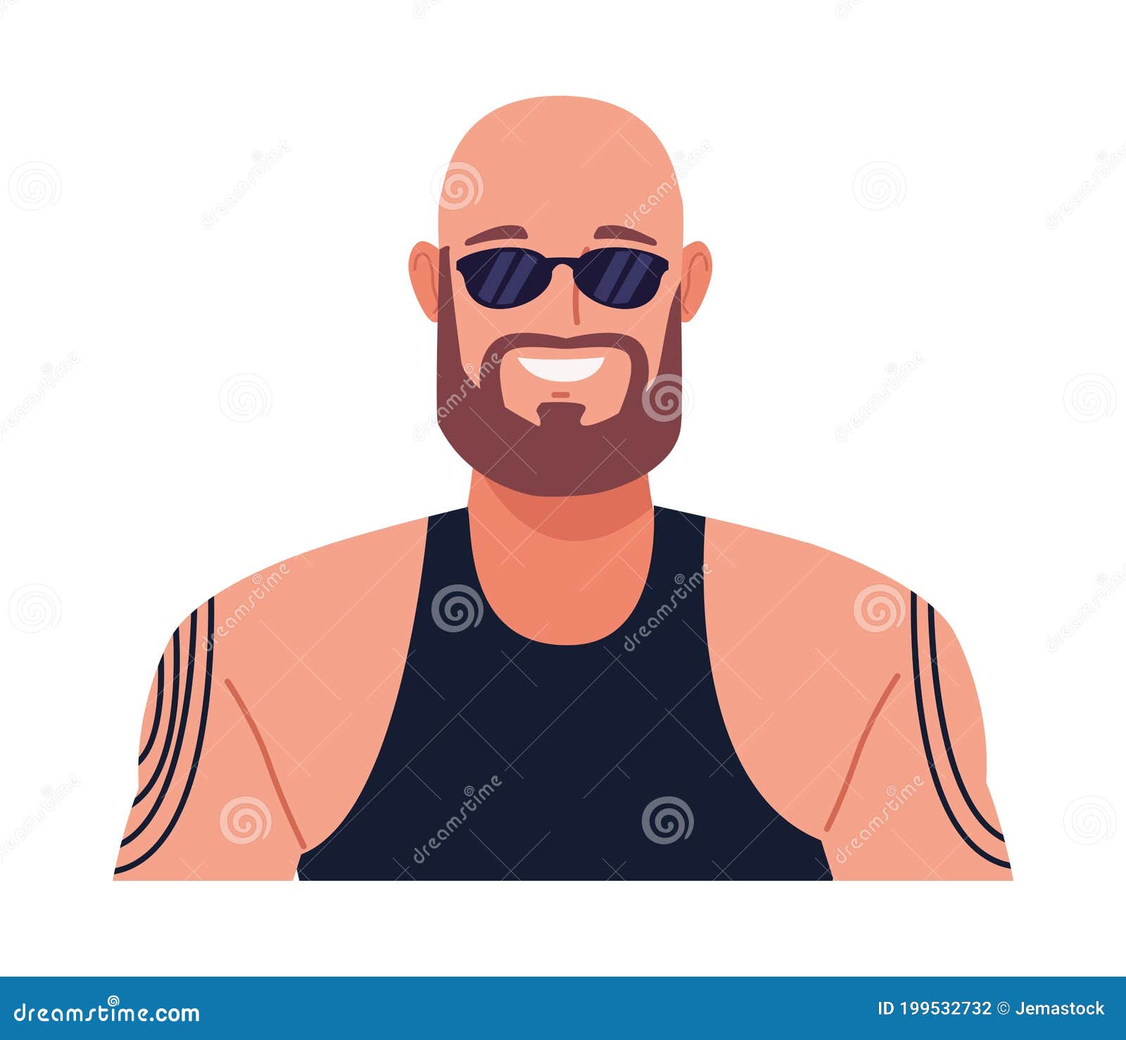 Bald Man With Beard Vector Cartoon Illustration | CartoonDealer.com ...