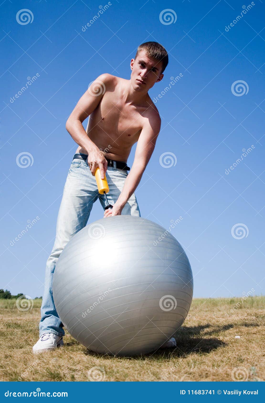 Man with ball stock image. Image of happiness, countryside - 11683741