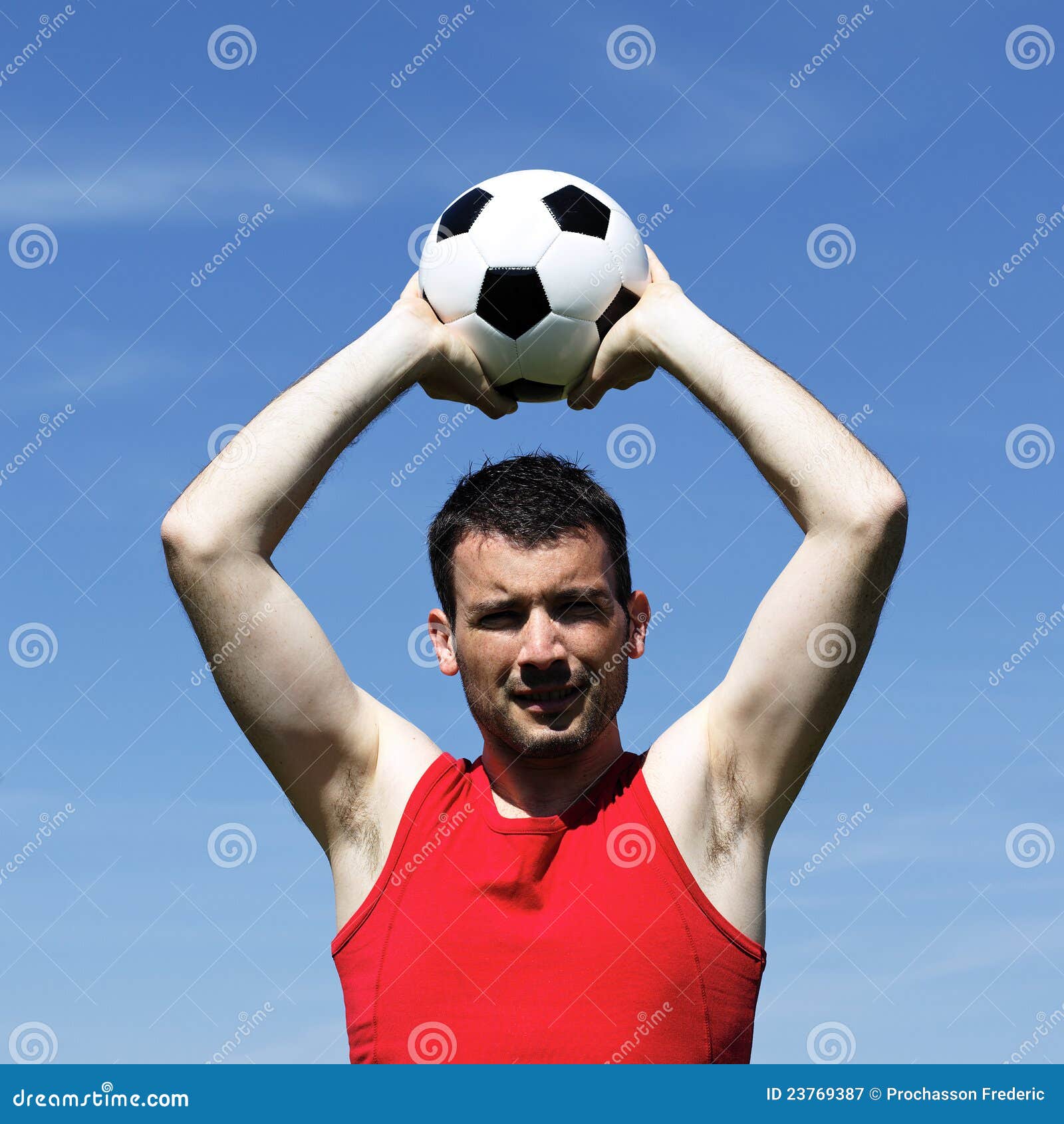 Man with ball stock image. Image of blue, sport, throwing - 23769387