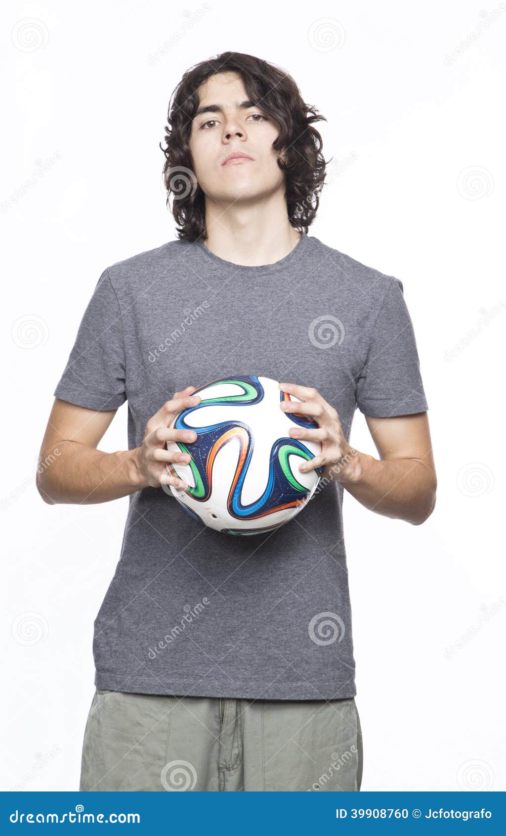 Man with ball in his hands stock photo. Image of football - 39908760