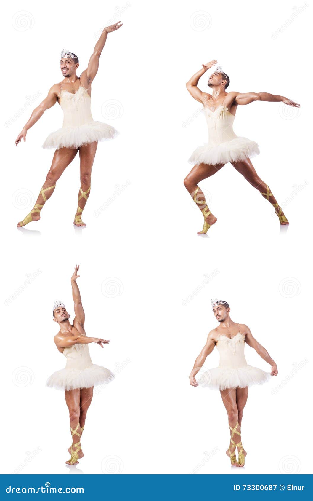 The Man in Ballet Tutu Isolated on White Stock Image - Image of ...