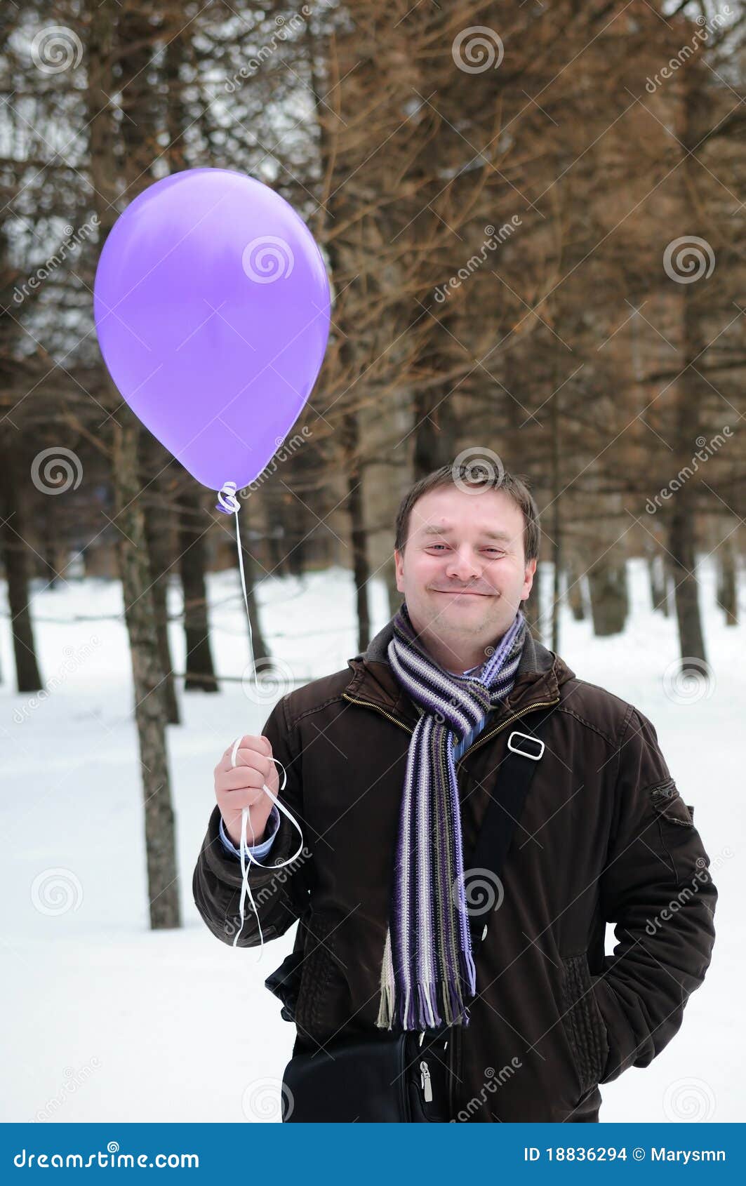 A man with balloon stock photo. Image of birthday, snow - 18836294