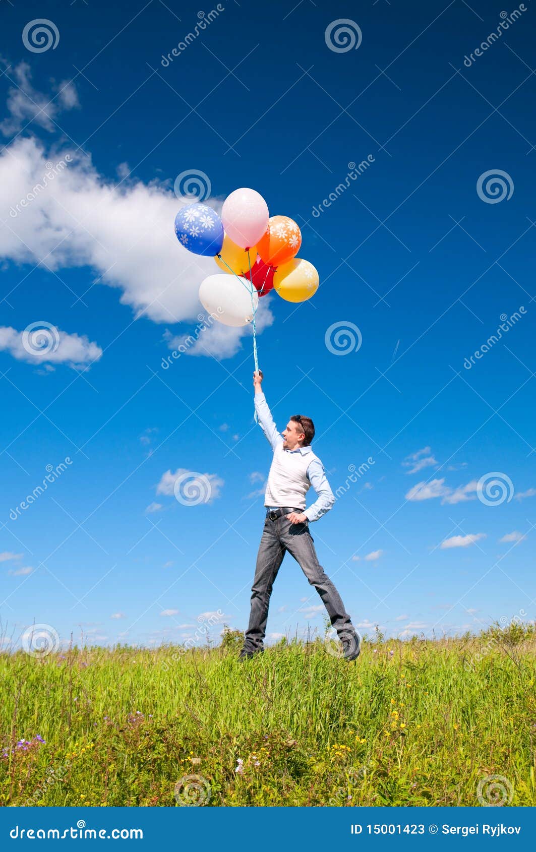 A man with balloons stock image. Image of lifestyle, balloons - 15001423