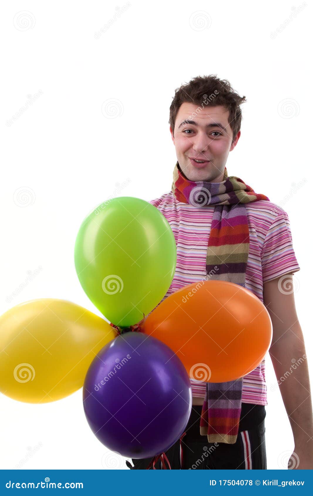 Man with balloons stock photo. Image of color, young - 17504078