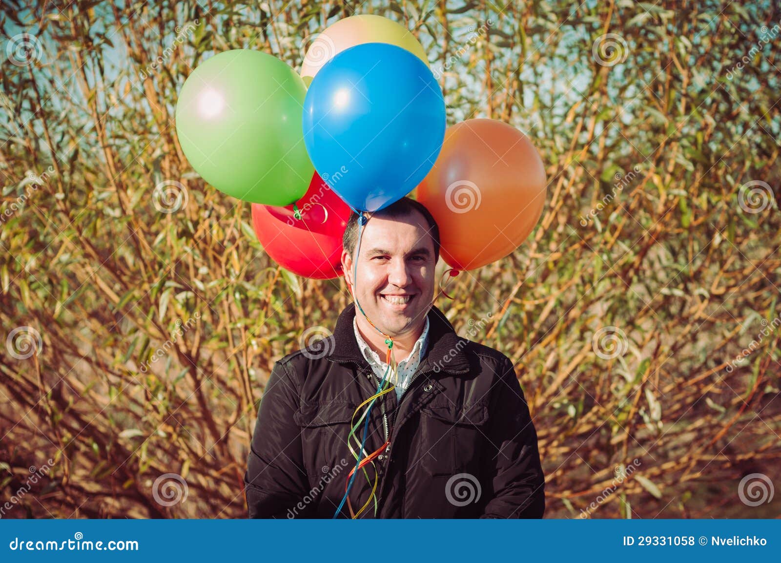 Man with balloons stock photo. Image of happy, ball, shirt - 29331058
