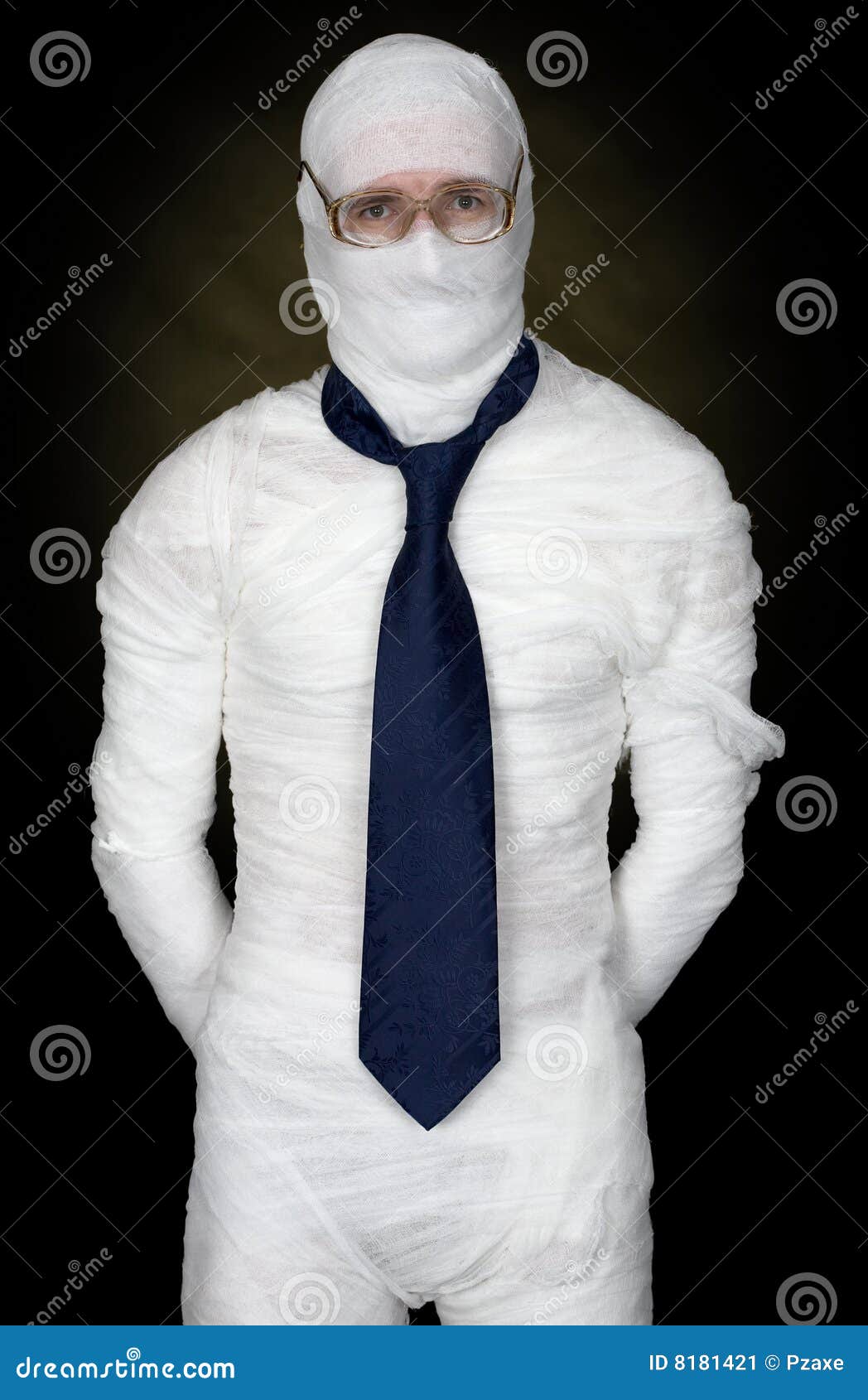 Man in Bandage with Eyeglasses and the Cravat Stock Image - Image of ...