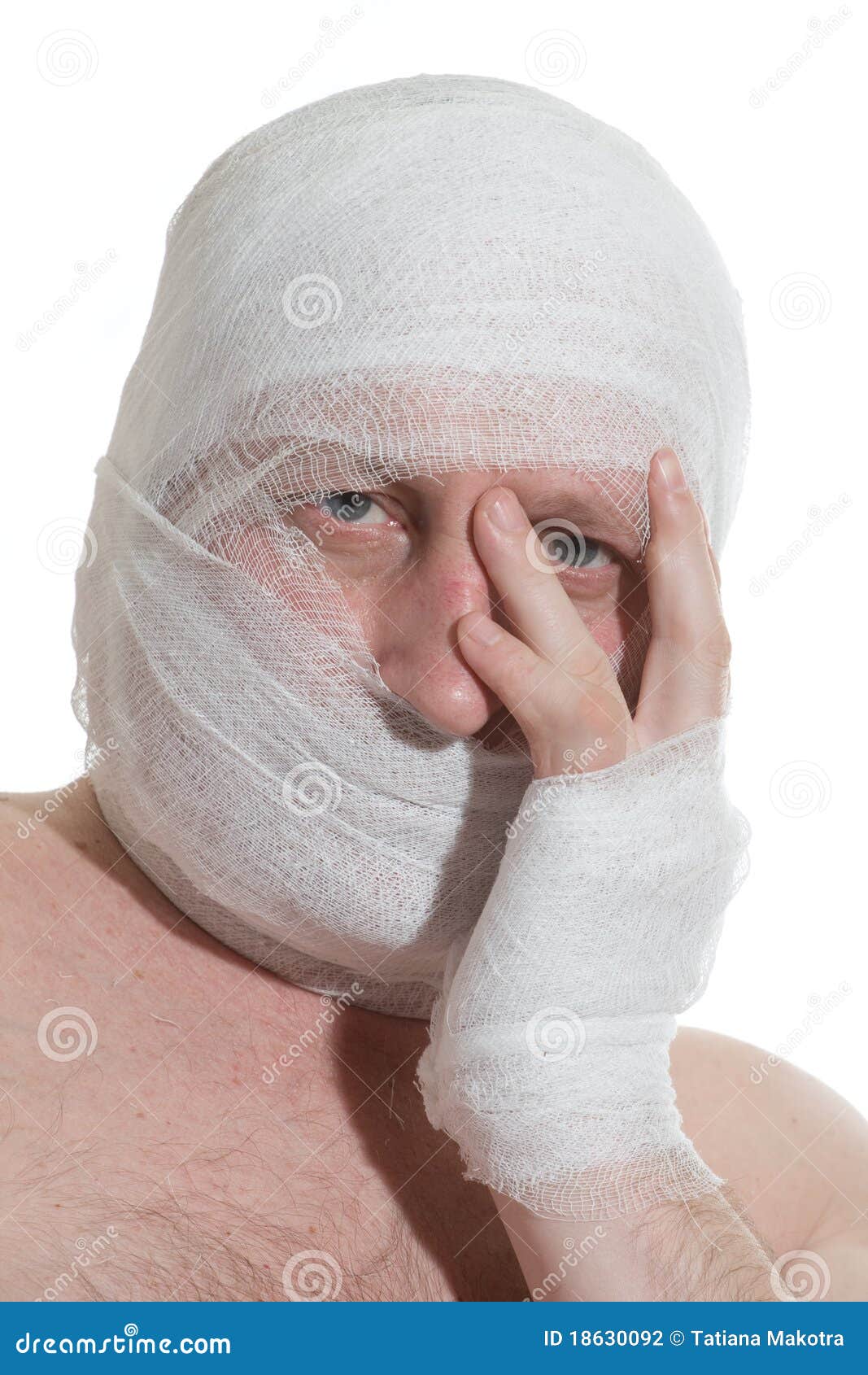 Man with bandage on head stock photo. Image of fine, adhesive - 18630092