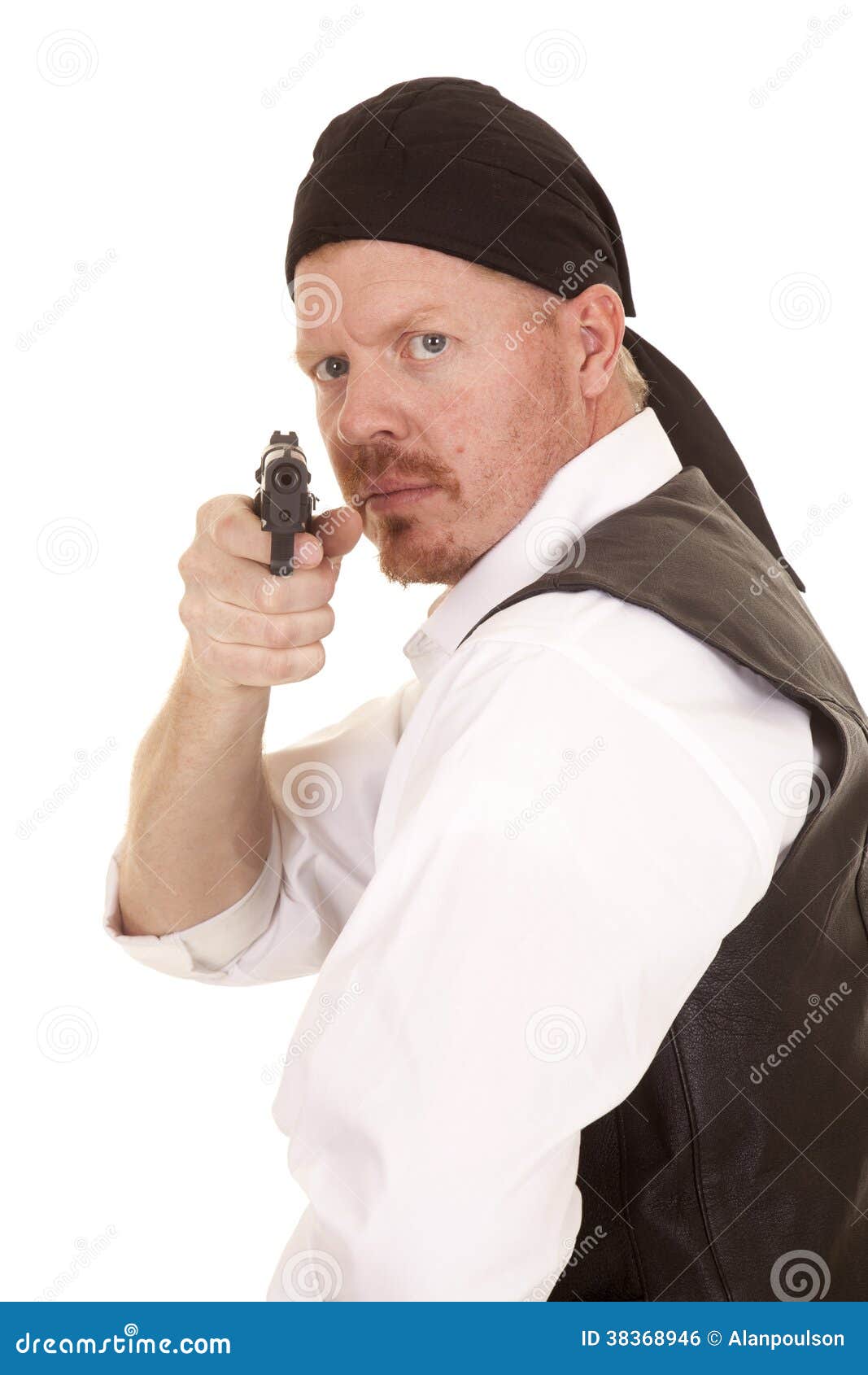 Man Bandana Gun Side Close Point Back Stock Photo - Image of danger ...