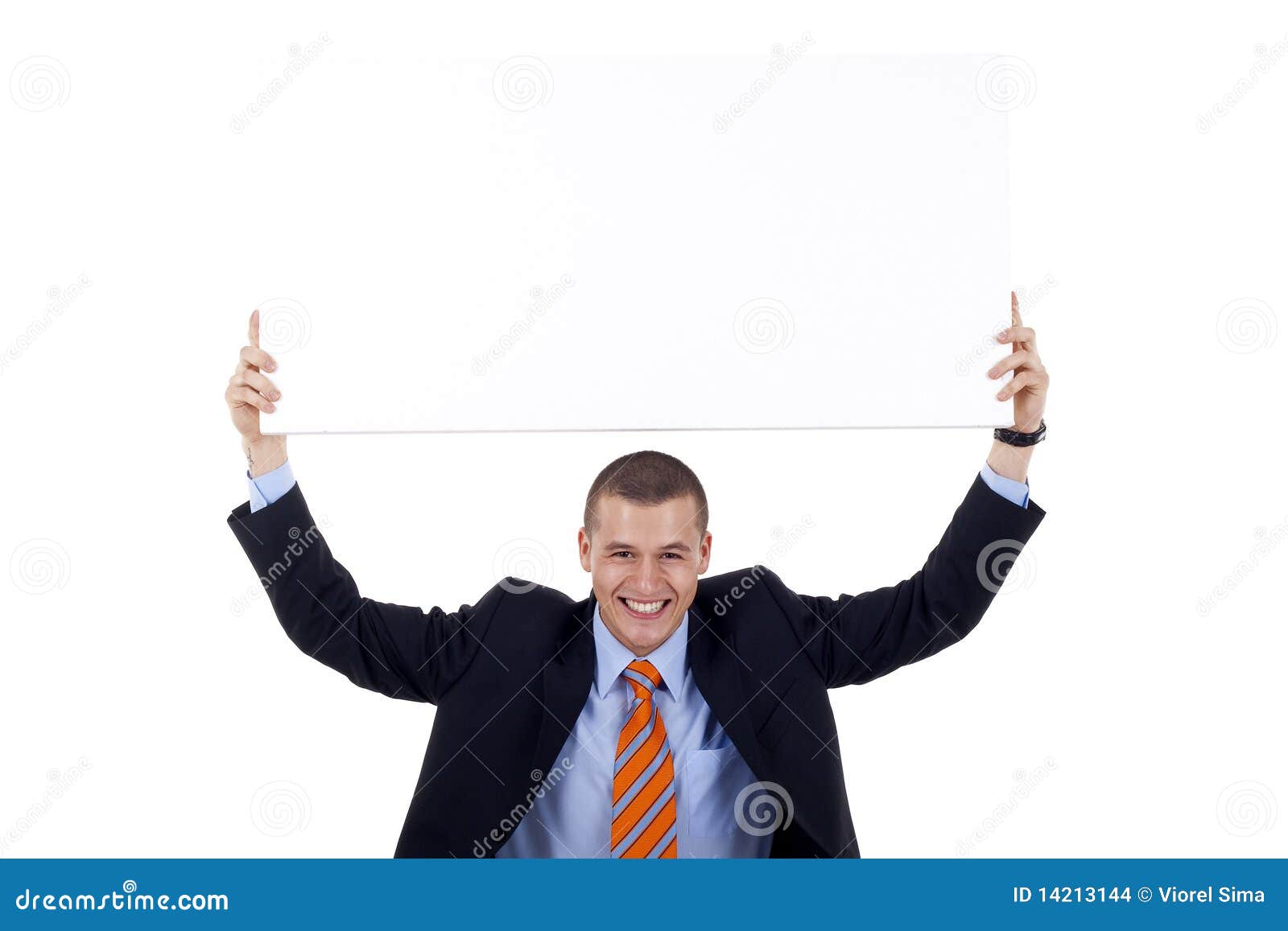 Man with banner stock photo. Image of caucasian, alone - 14213144