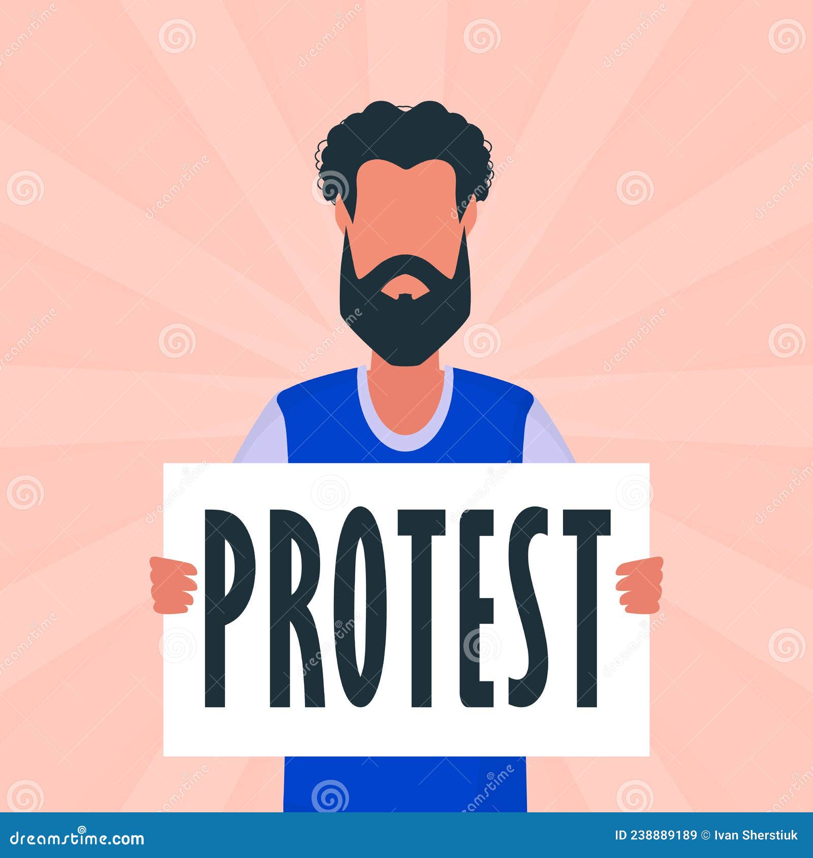 A Man with a Banner in His Hands. Protest Poster. Vector Illustration ...