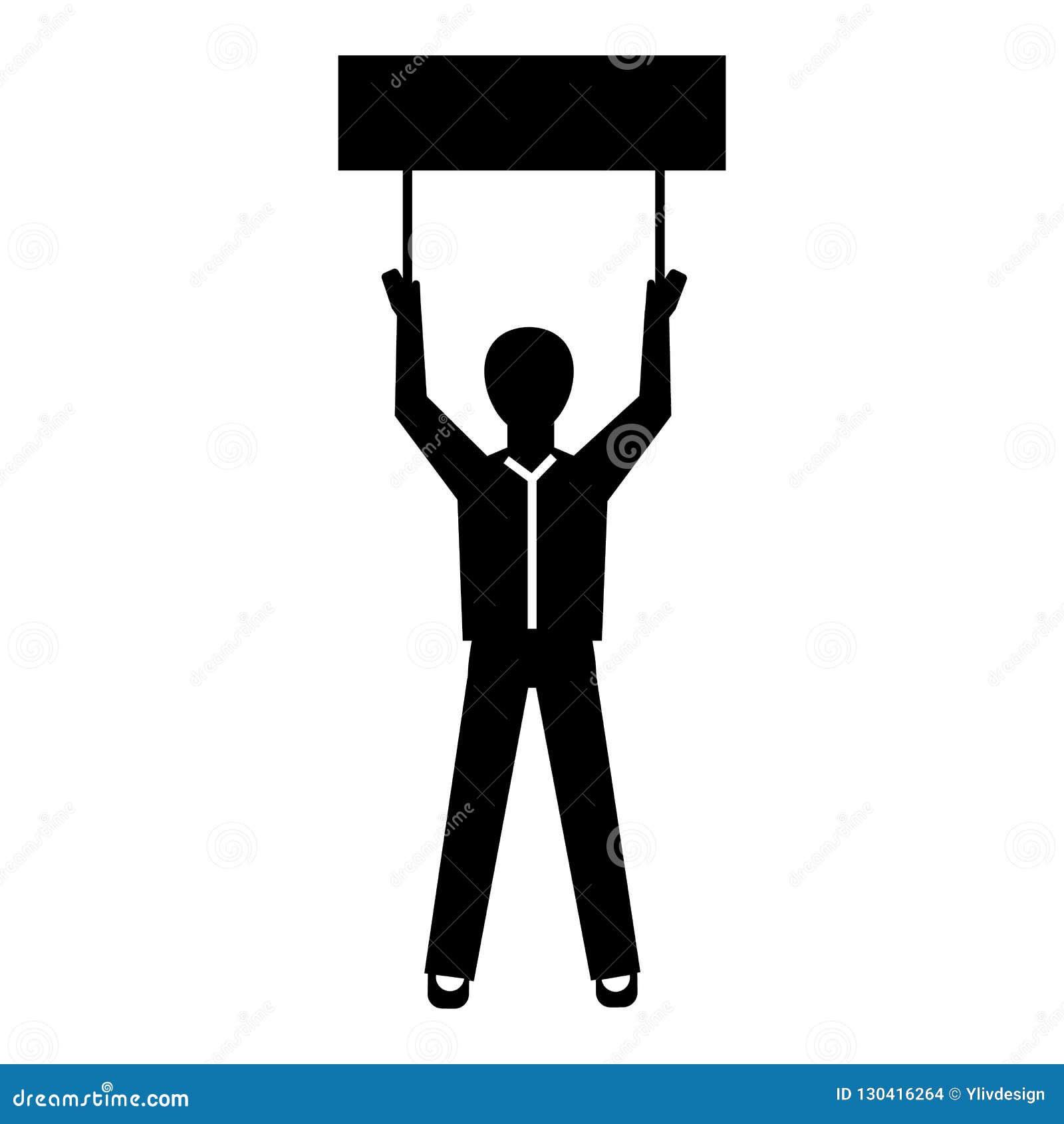 Man Banner Up Icon, Simple Style Stock Vector - Illustration of blank ...