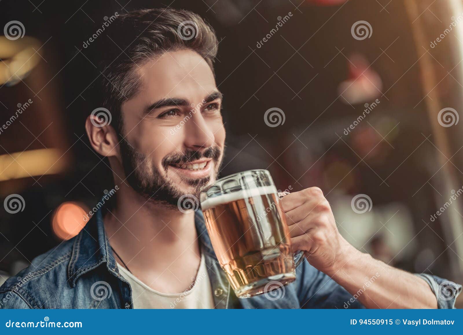 Man in bar stock image. Image of brunette, leisure, drink - 94550915