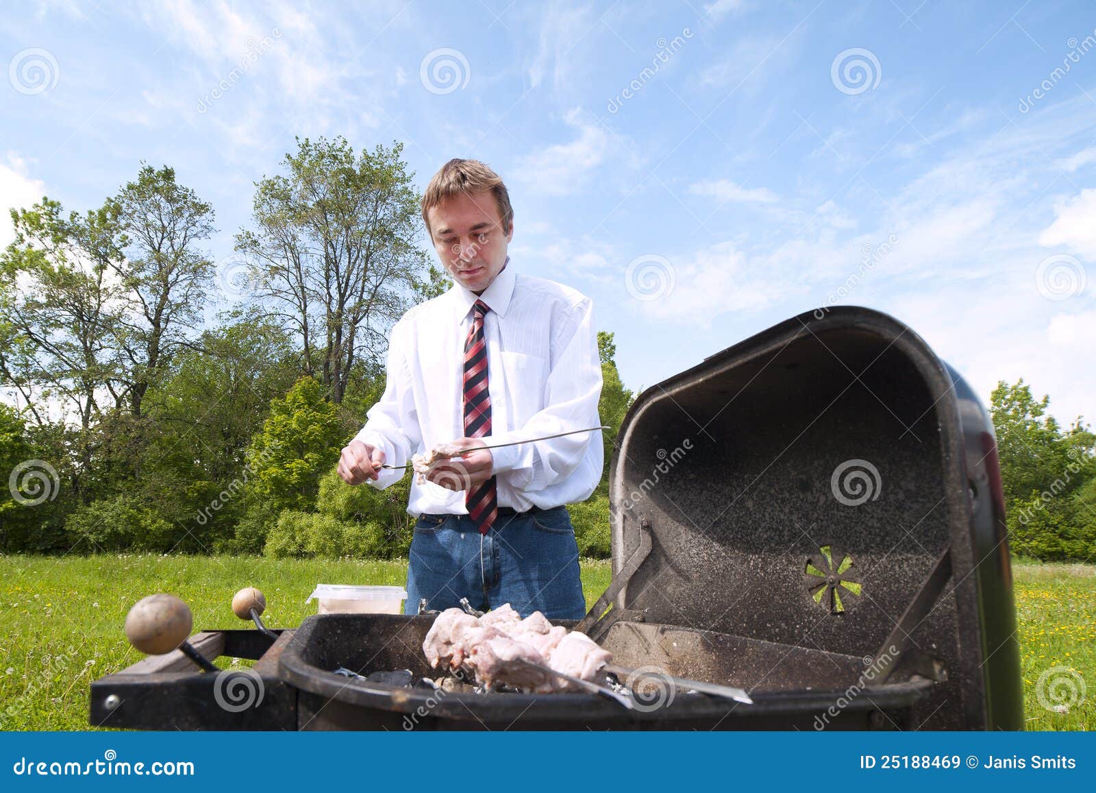 Man and barbeque. stock image. Image of barbecue, summer - 25188469