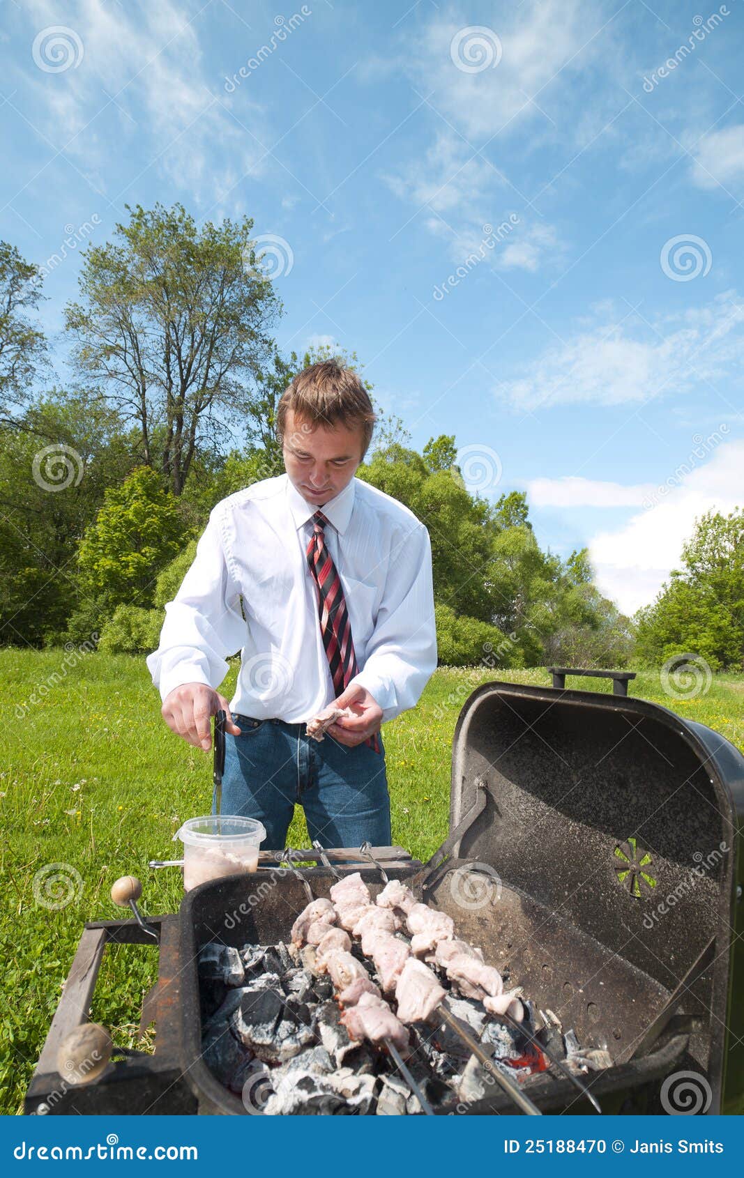 Man and barbeque. stock photo. Image of summer, cooking - 25188470