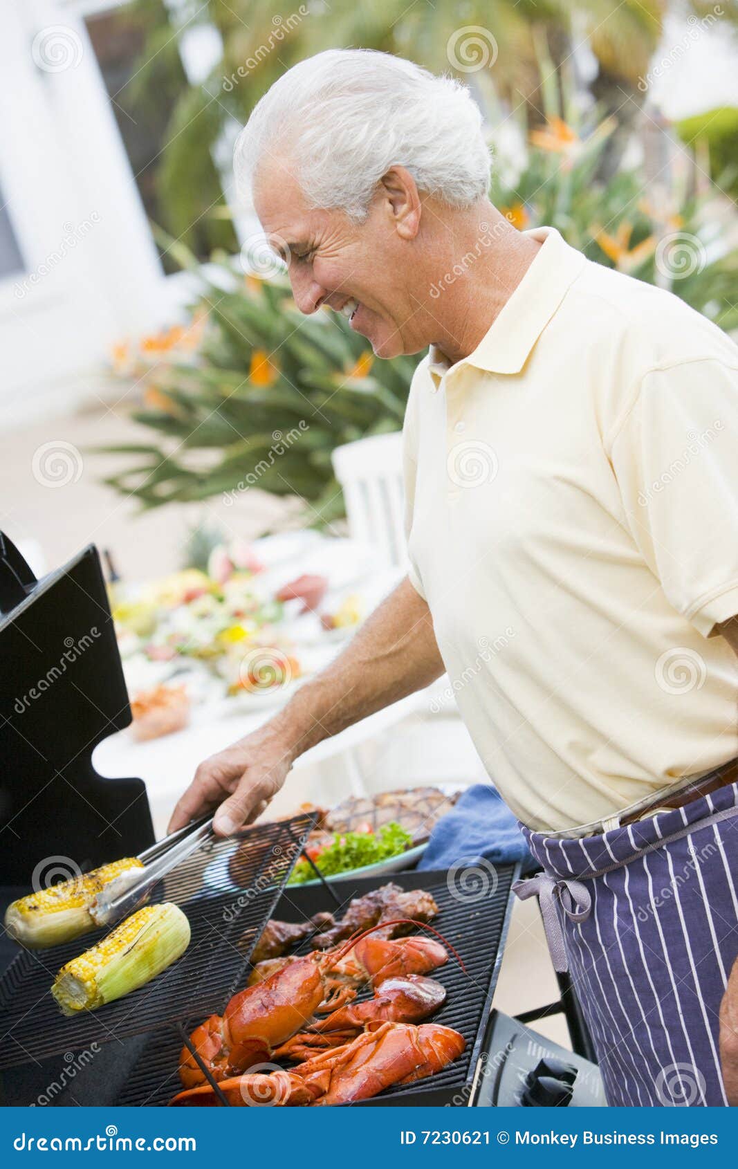Man Barbequing in a Garden stock image. Image of domestic - 7230621