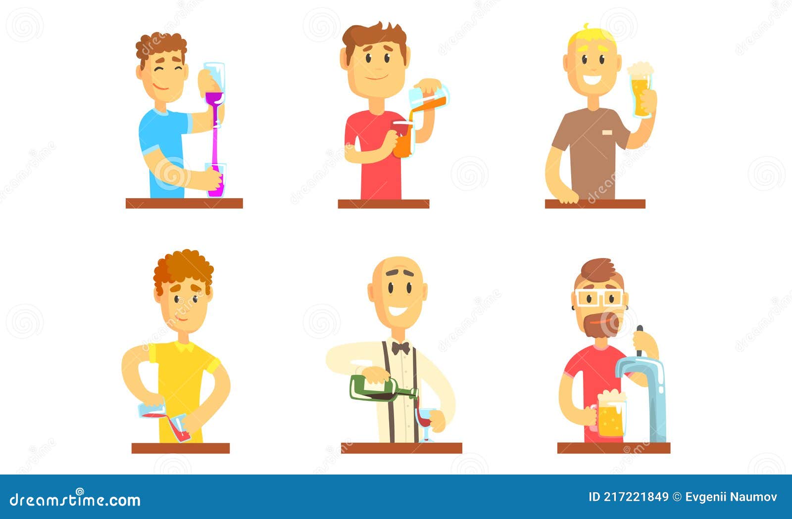 Man Bartender or Barkeep Serving Alcoholic or Soft Drink Beverages ...