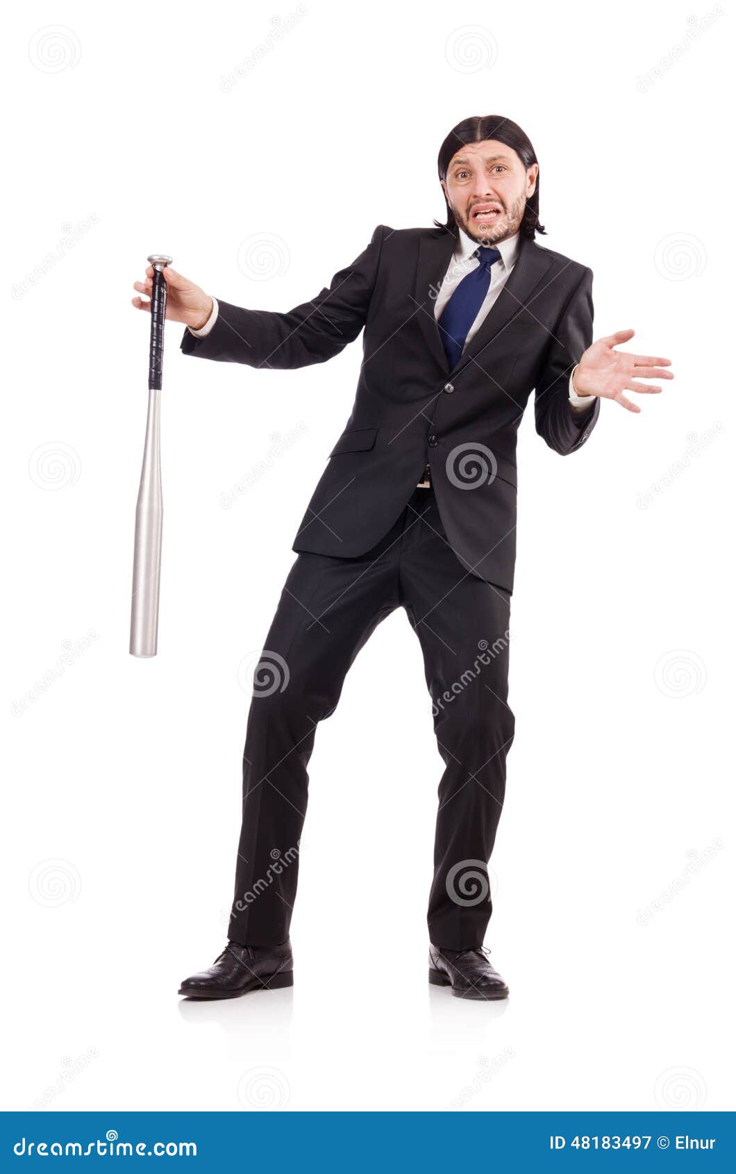 Man with Baseball Bat Isolated Stock Image - Image of crime, action ...