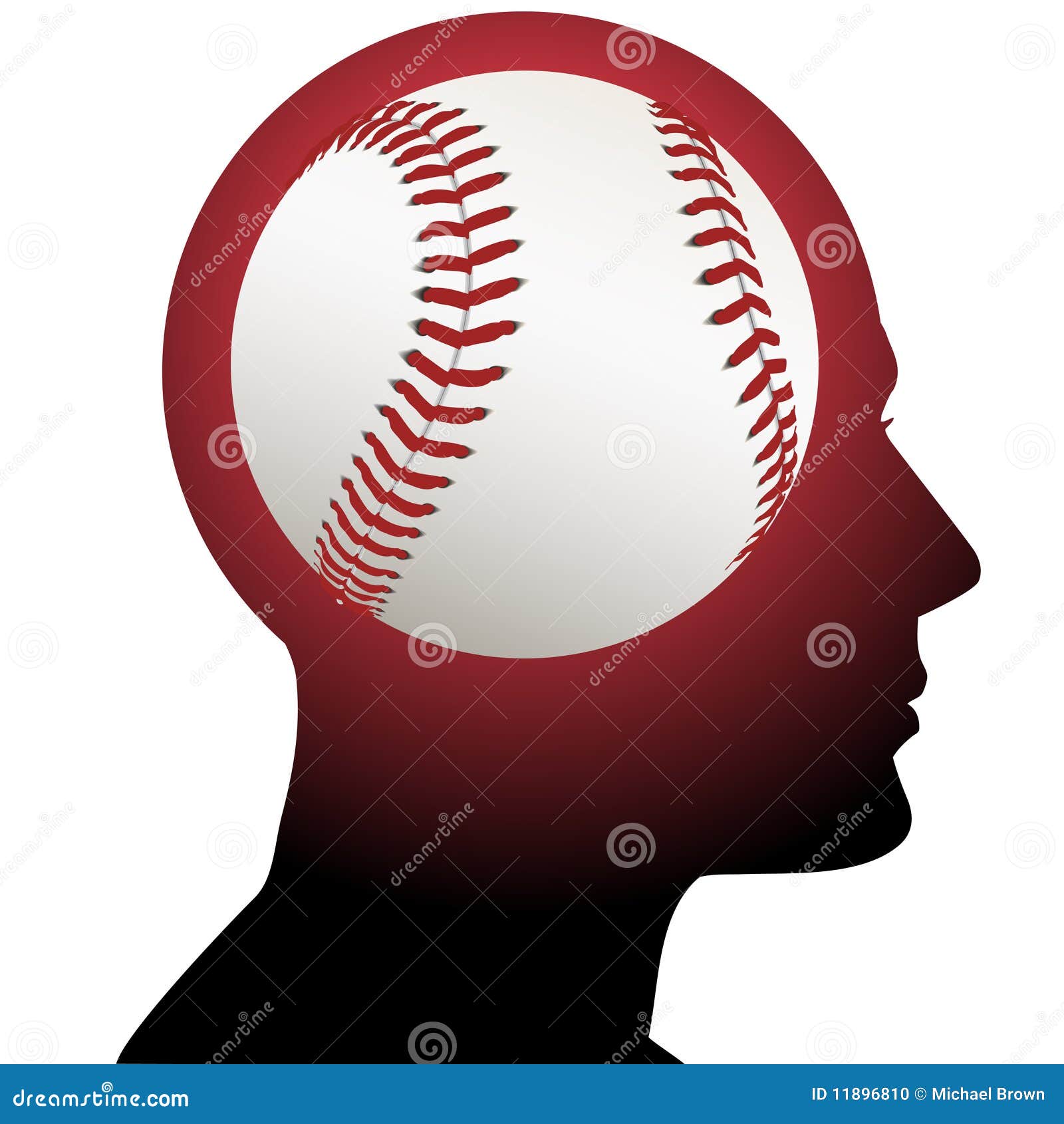 Man with Baseball Sports on the Brain Stock Vector - Illustration of ...