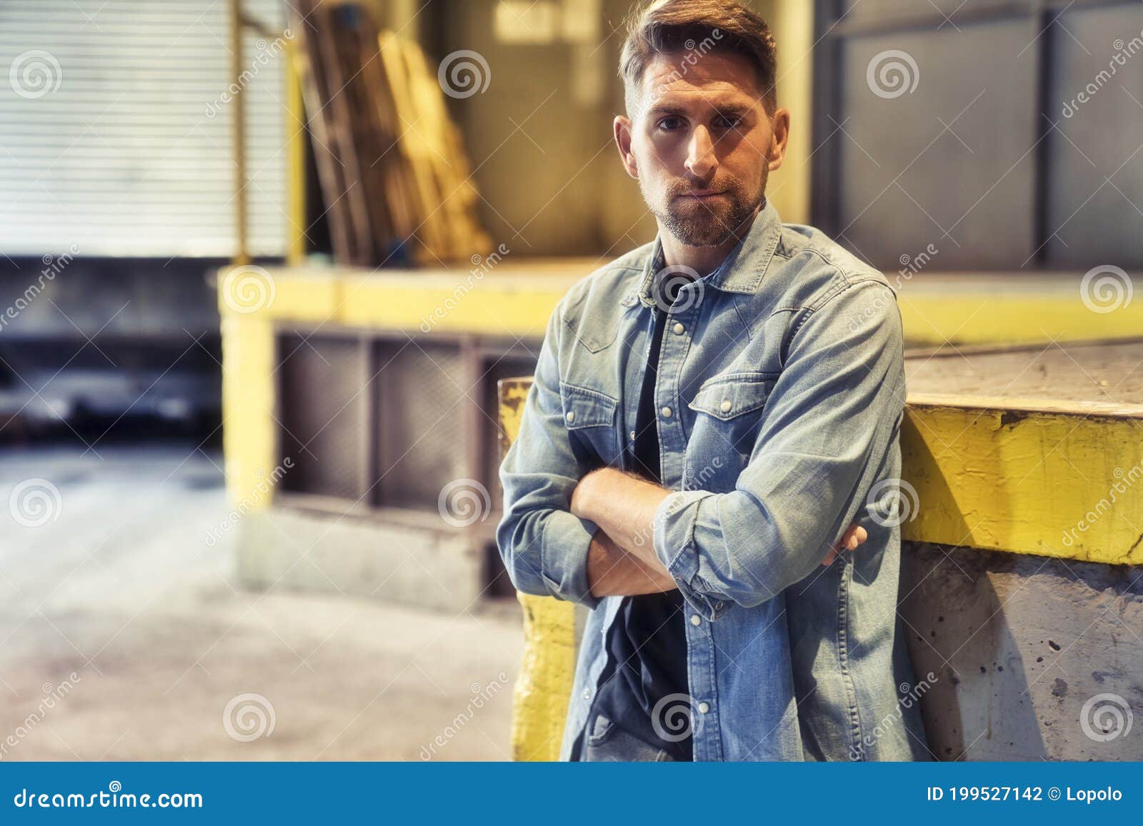 Man on the Basement Background in the City Stock Photo - Image of male ...